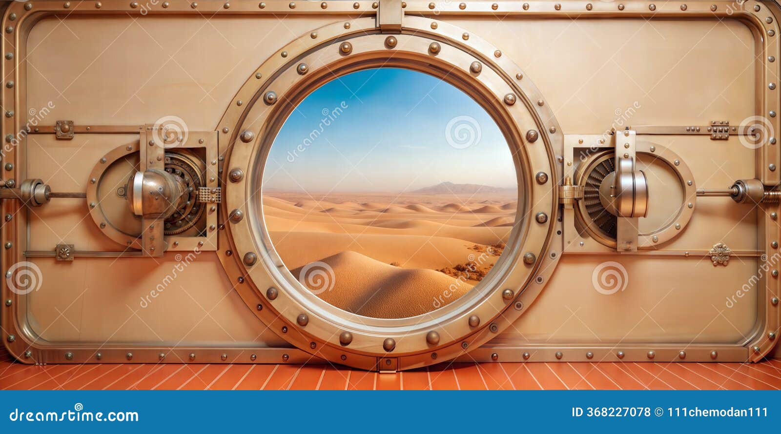 A Large, Circular, Metal Door, Adorned With Gears, Pipes, And Rivets ...