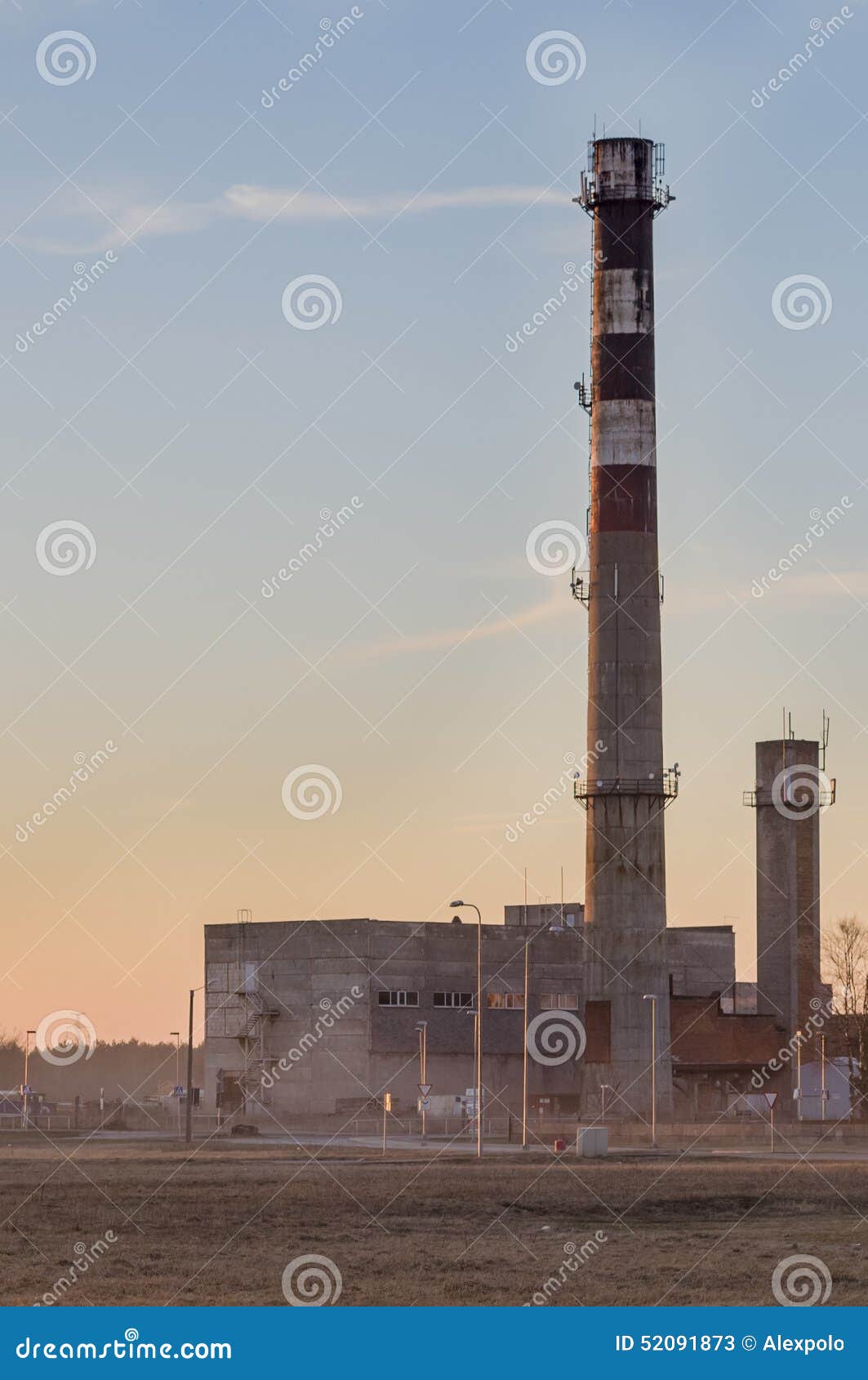 Industrial Sunset with Factory Stock Image - Image of chimney, factory ...