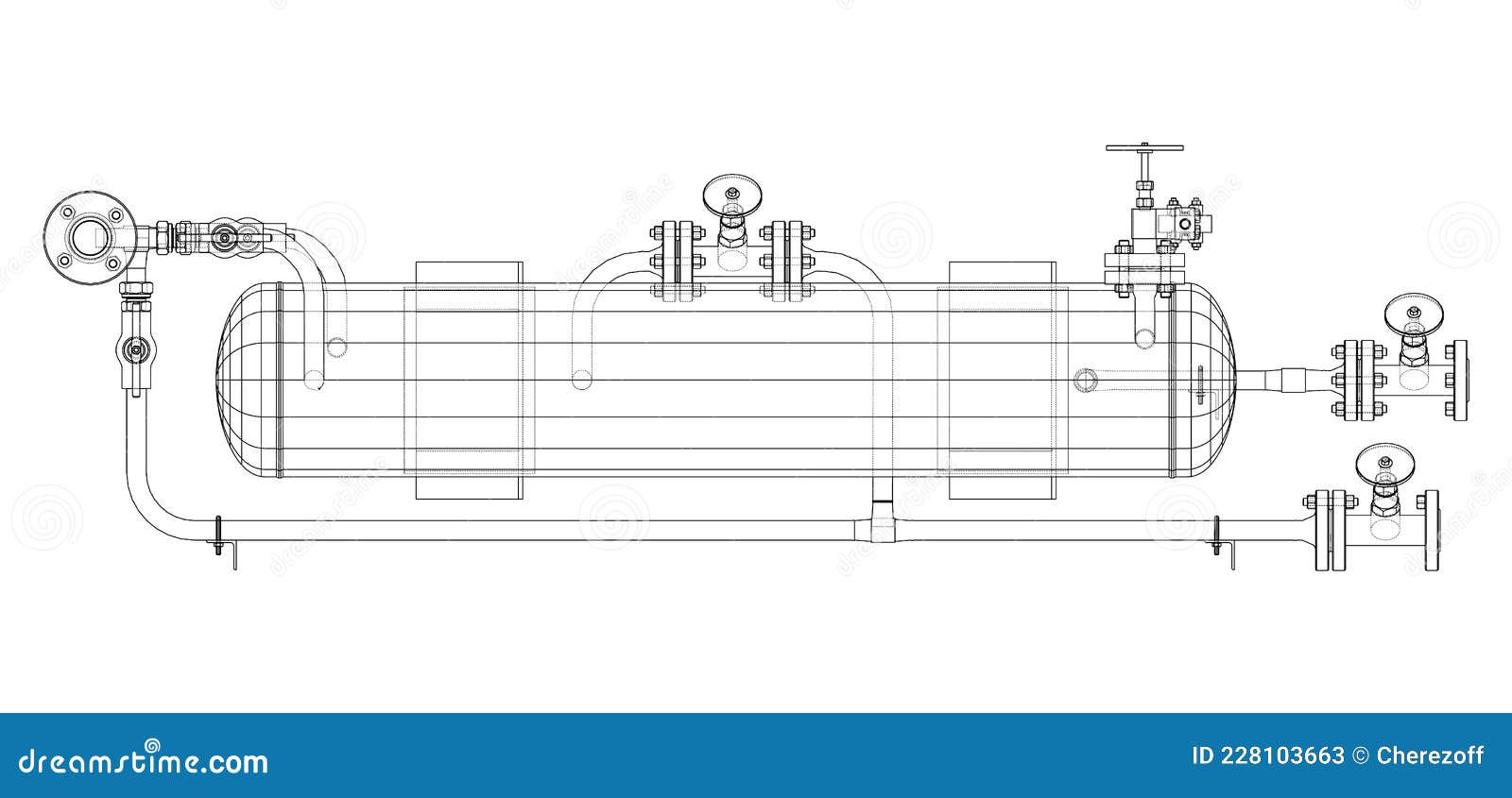 Industrial Tank with Valves. Vector Stock Vector - Illustration of ...