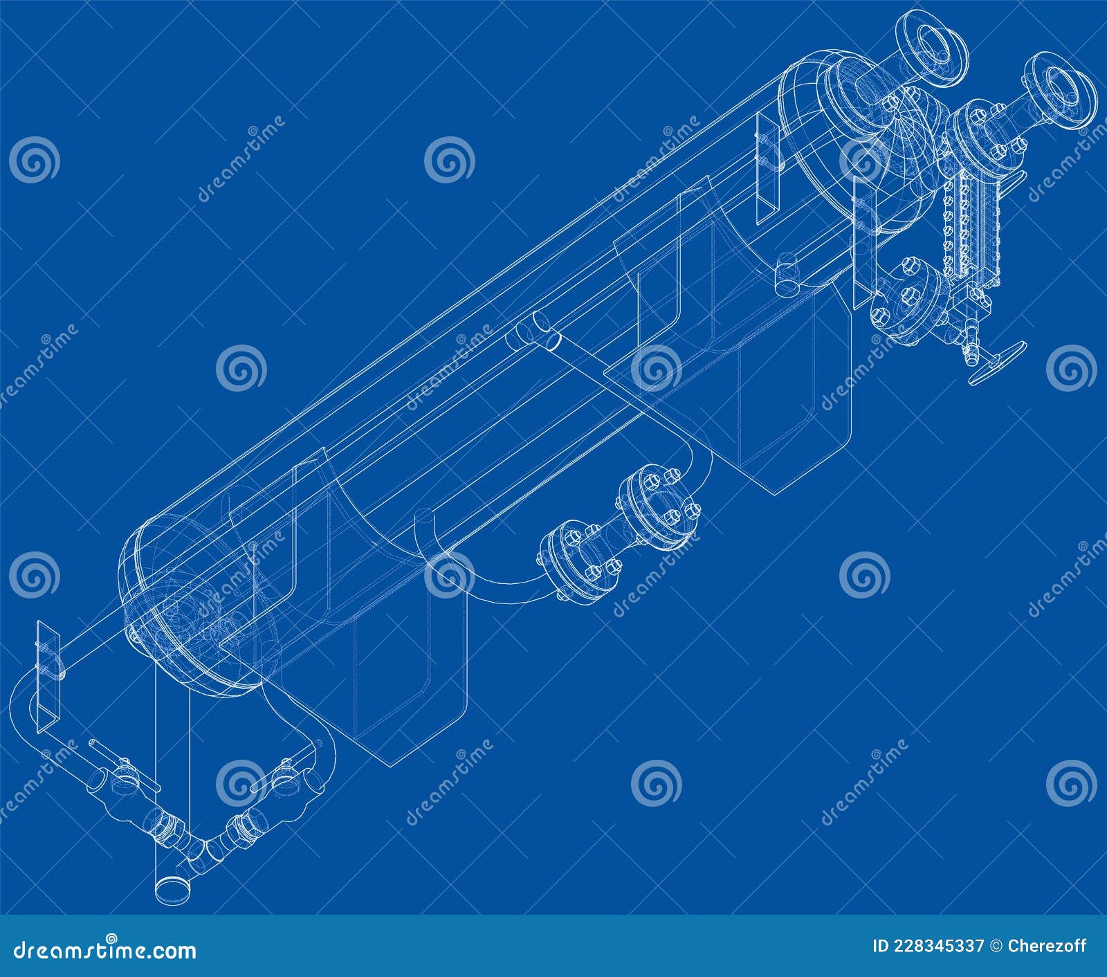 Industrial Tank with Valves. Vector Stock Vector - Illustration of ...