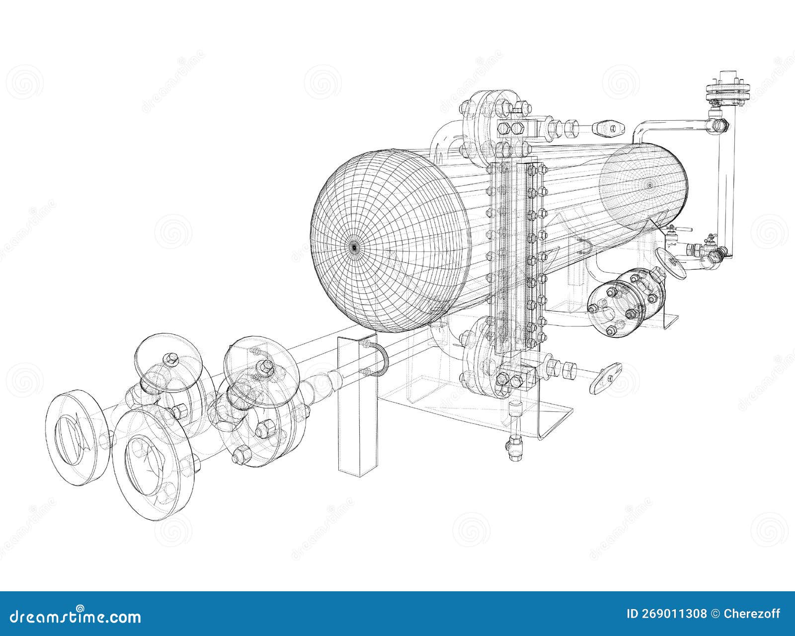 Industrial Tank with Valves. Vector Stock Vector - Illustration of ...