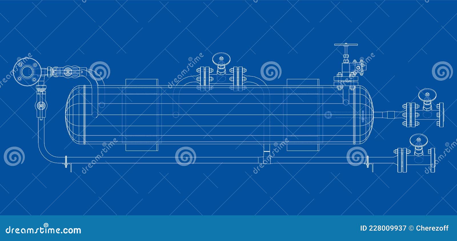 Industrial Tank with Valves. Vector Stock Vector - Illustration of ...