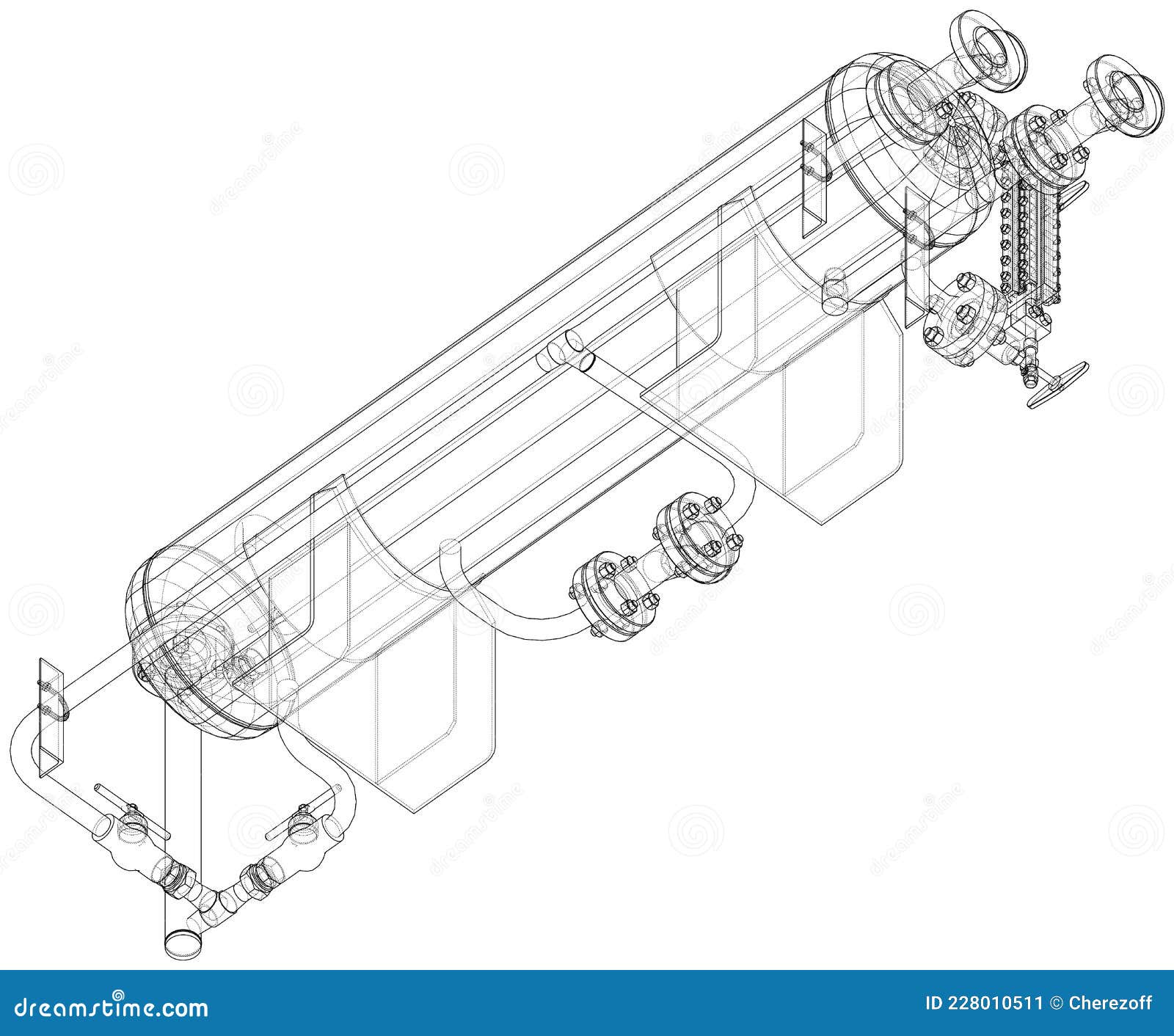 Industrial Tank with Valves. Vector Stock Vector - Illustration of ...