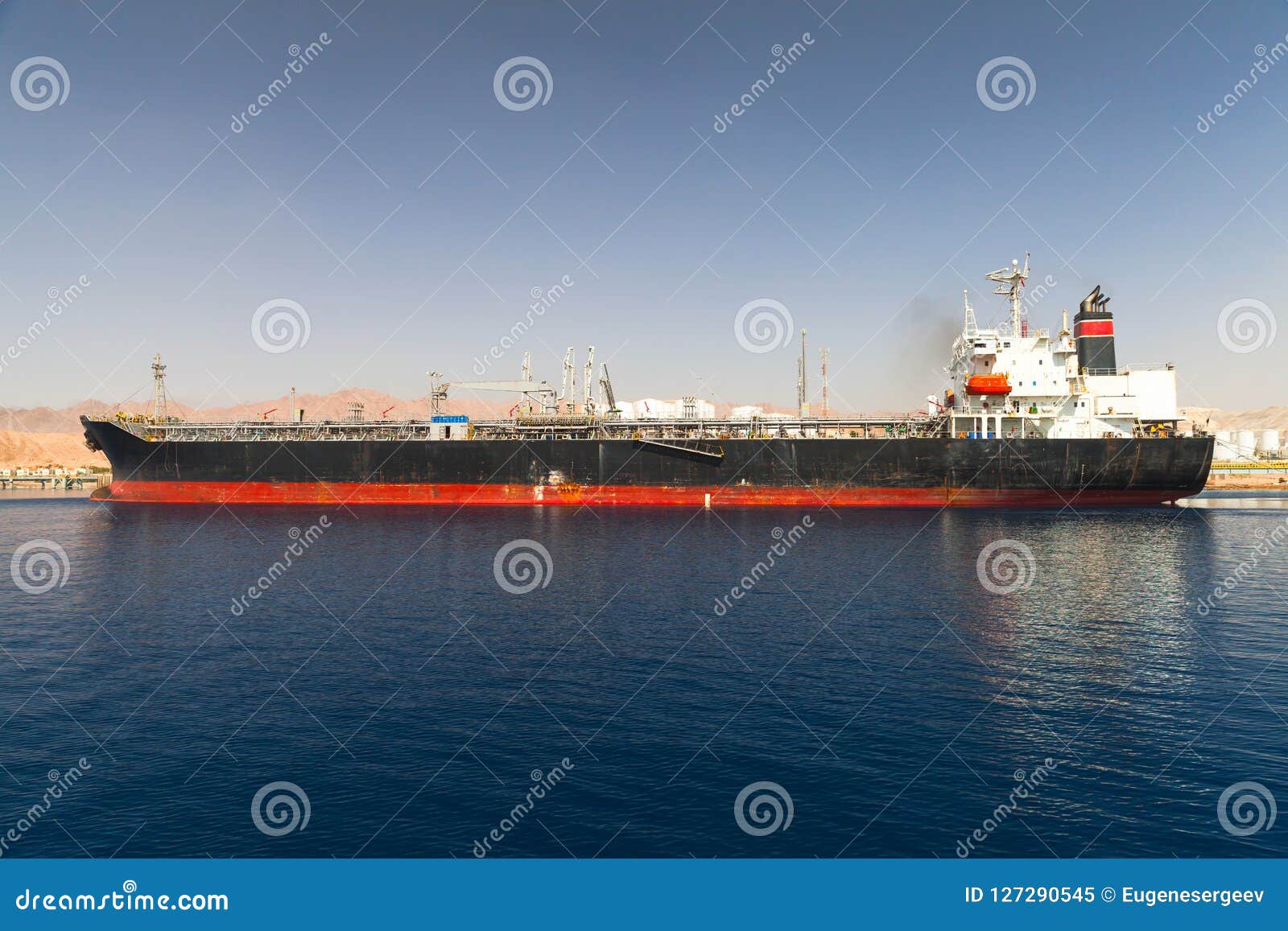 Industrial Tanker Ship Loading in a Port Stock Image - Image of freight ...