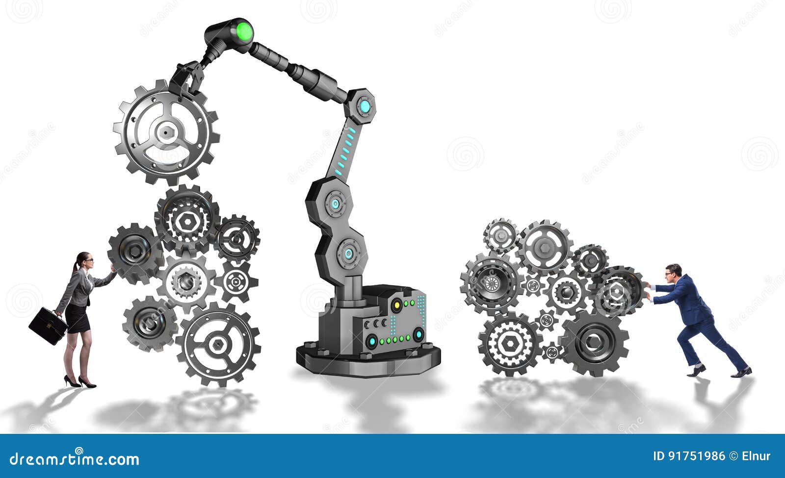 The Industrial Teamwork Concept Isolated on White Stock Illustration ...