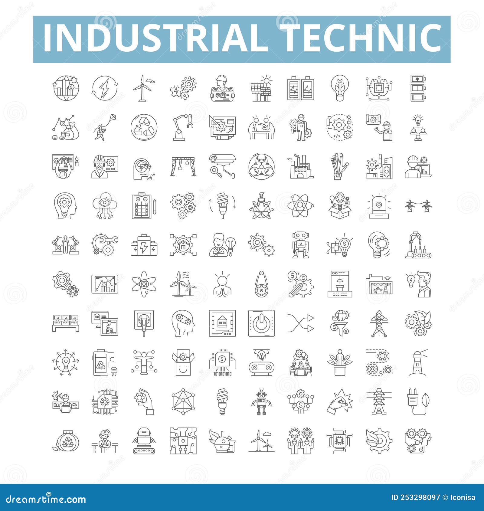 Industrial Technic Icons, Line Symbols, Web Signs, Vector Set, Isolated ... Industrial Technic Icons, Line Symbols, Web Signs, Vector Set, Isolated ...