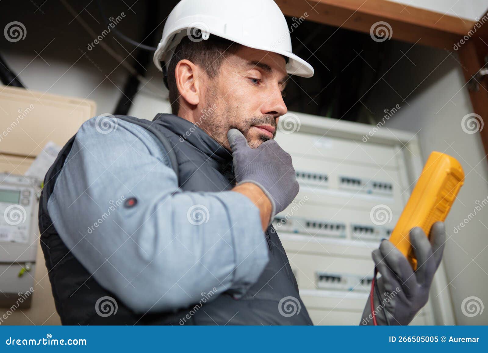 Industrial Technician Examining Control Box Stock Image - Image of ...