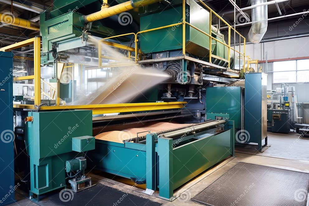 Industrial Textile Process, Wool Carding Machine in Action Stock Image ...