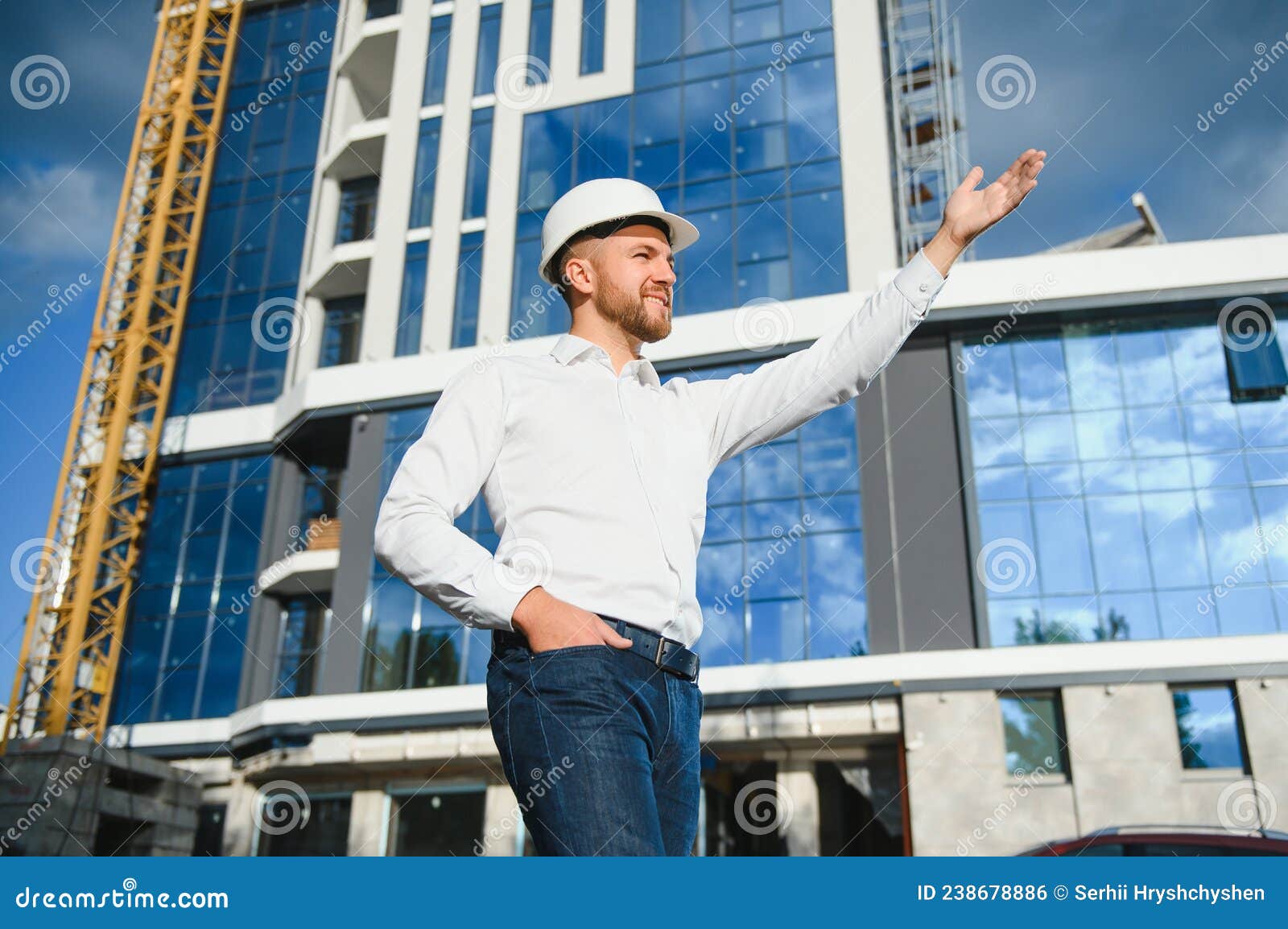 Industrial Theme: Constructor Standing at a Site Area Stock Photo ...