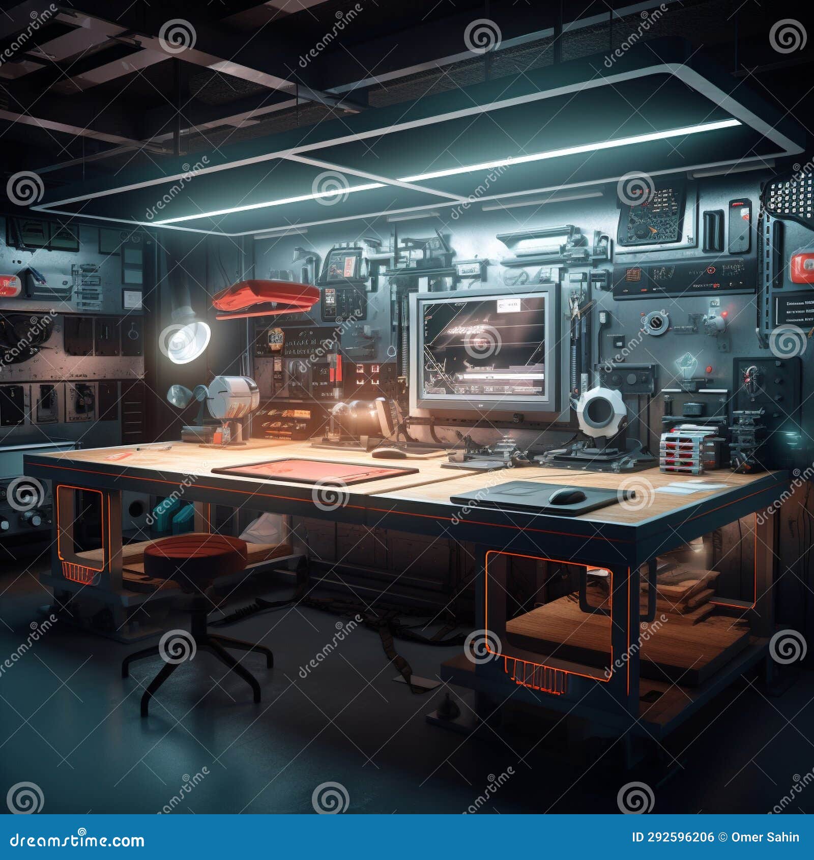 Industrial-themed Workbench Setup for Innovative Inventors Stock Photo ...