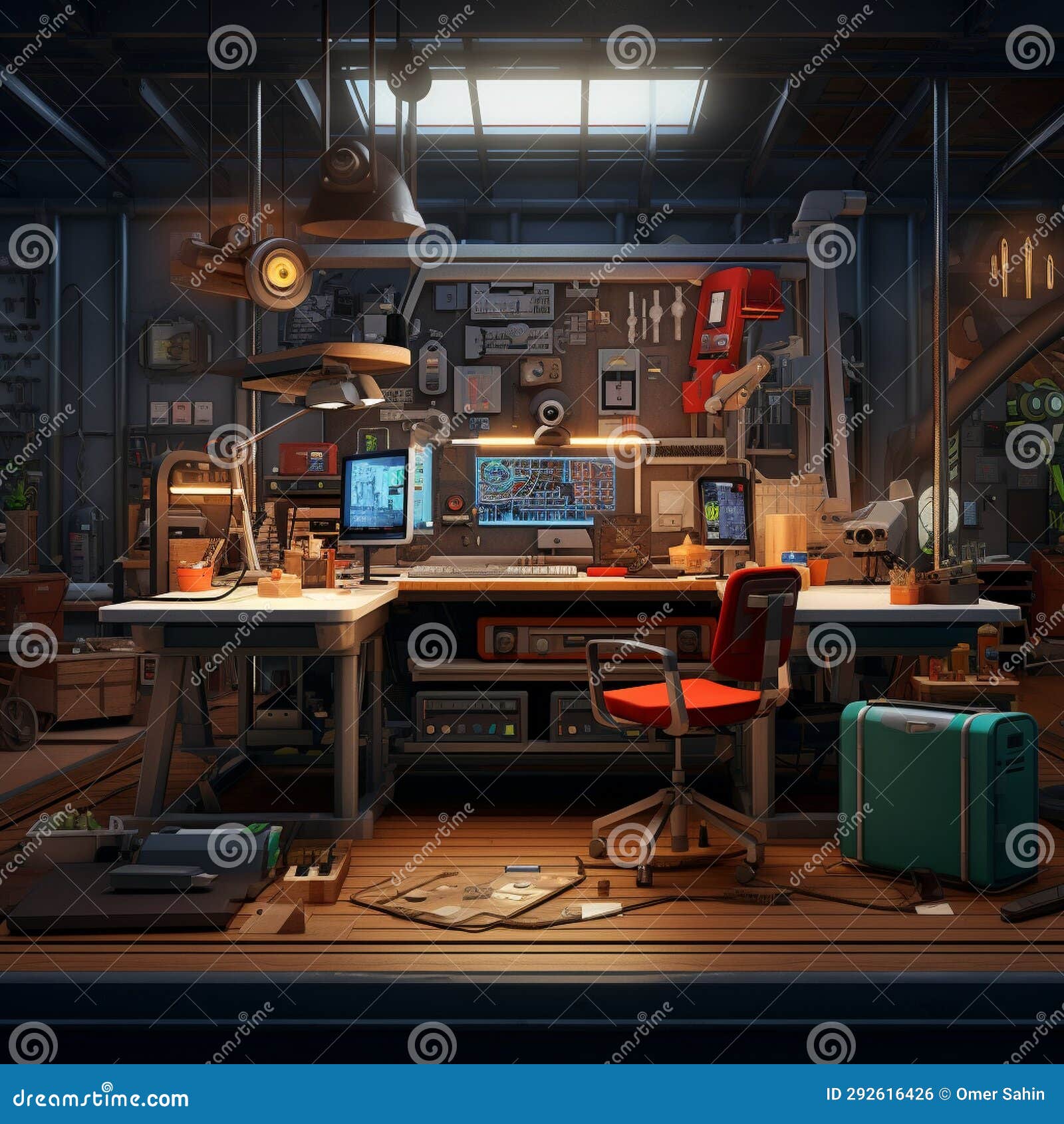 Industrial-themed Workbench Setup for Innovative Inventors Stock Photo ...