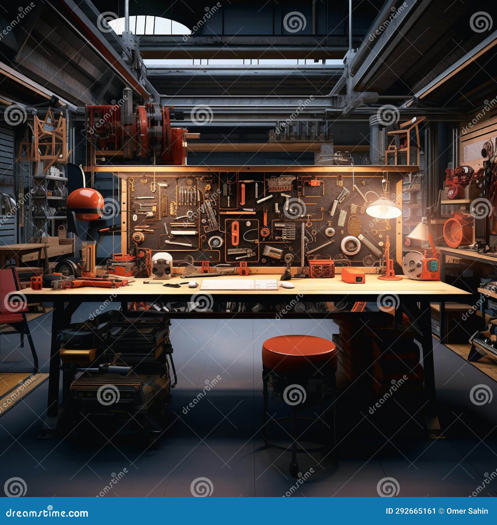 Industrial-themed Workbench Setup for Innovative Inventors Stock Image ...