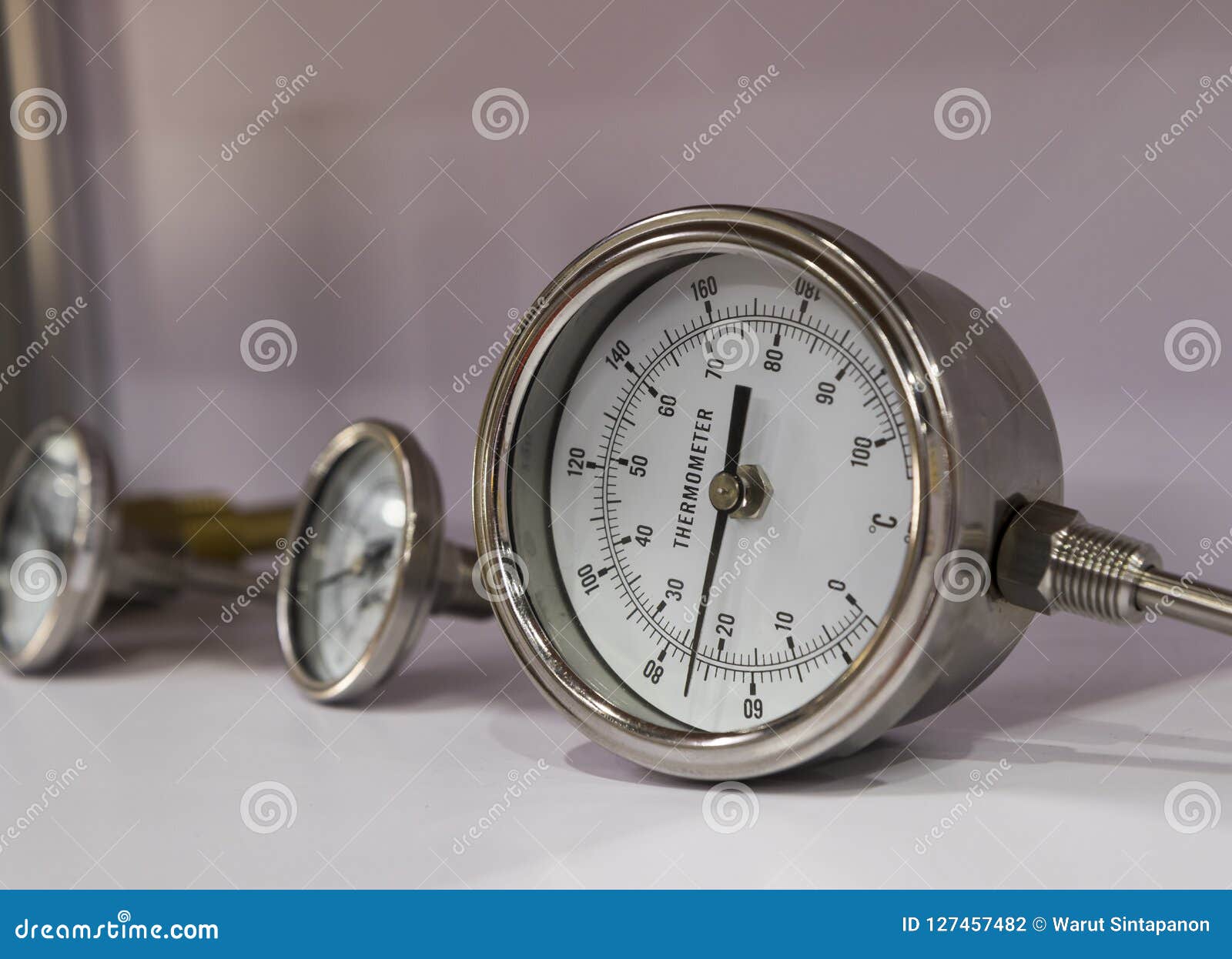 The Industrial Thermometer Dial Gauge Stock Photo - Image of system ...