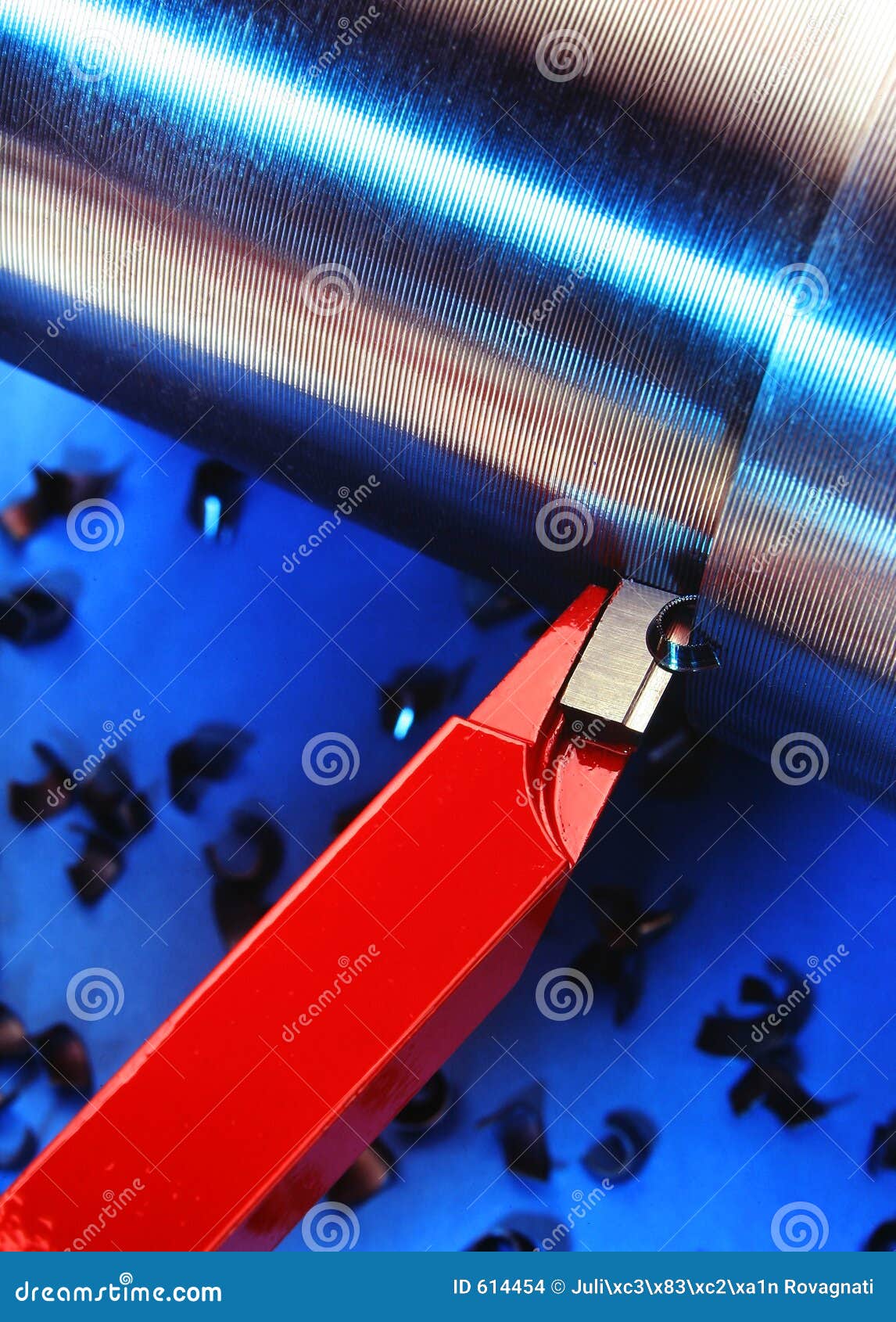Industrial Tool Cutting a Pipe Stock Photo - Image of shaving, shinny ...