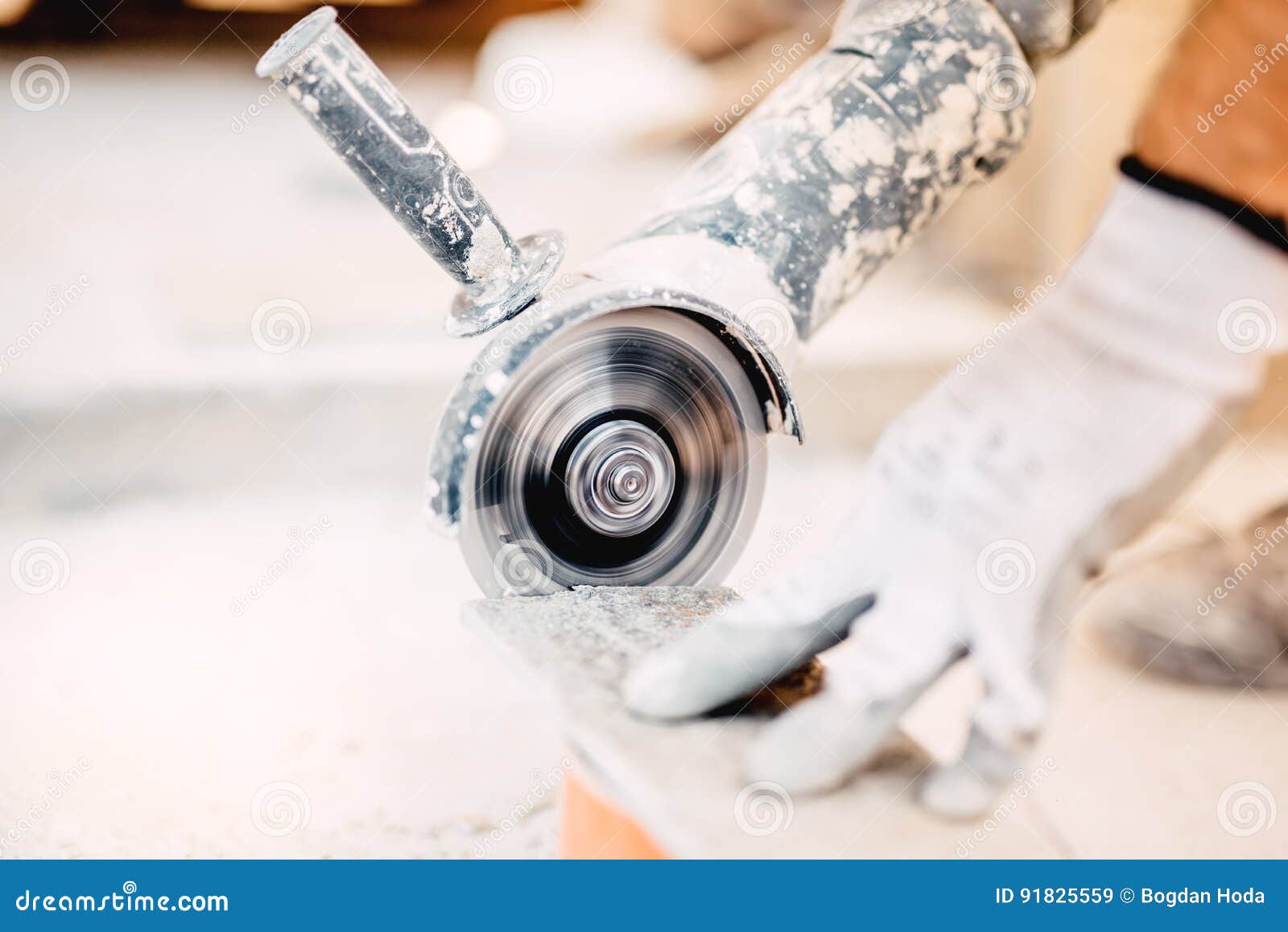 Industrial Tool, Grinder Cutting Piece of Stone. Marble Cutting at ...