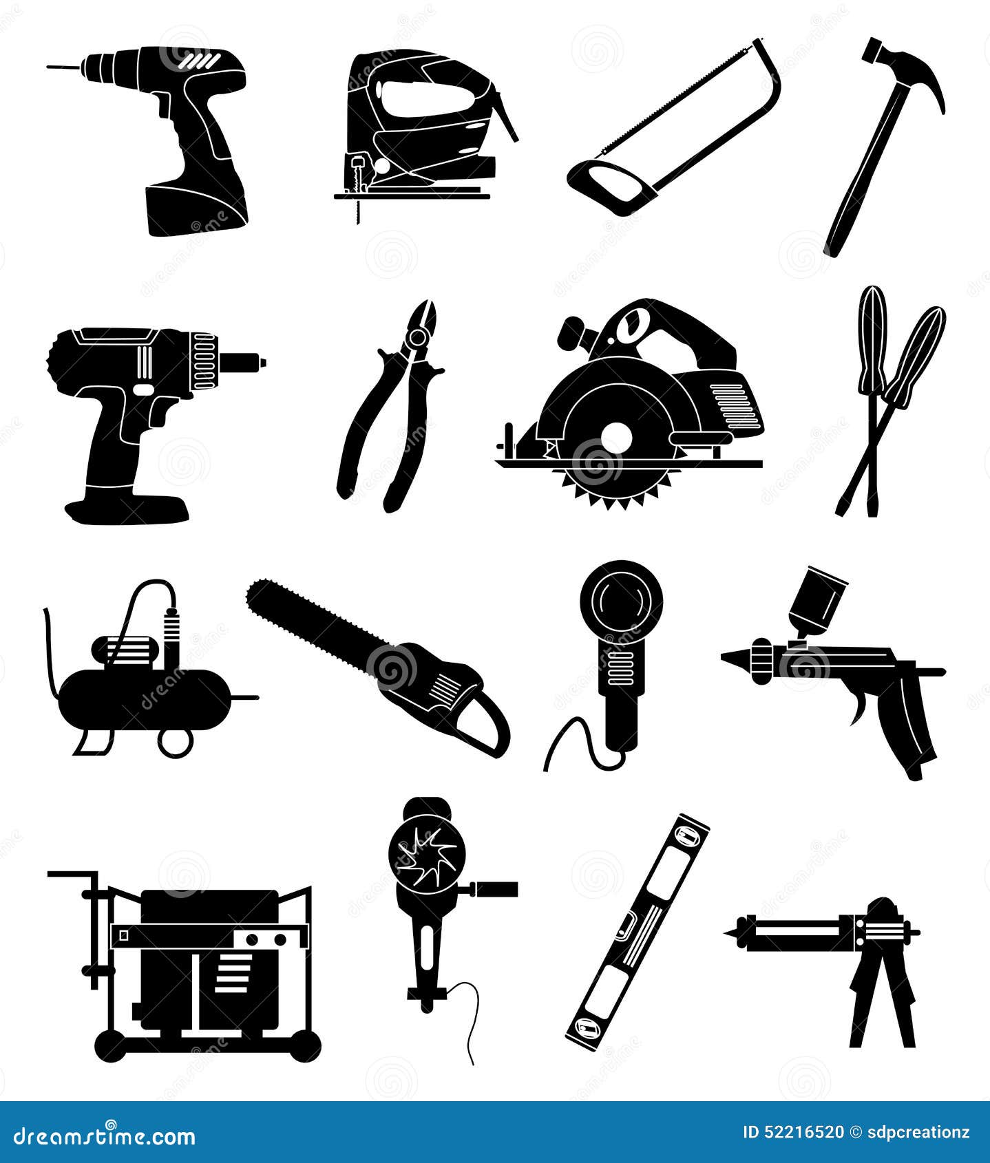 Industrial tools icons set stock vector. Illustration of construction ...