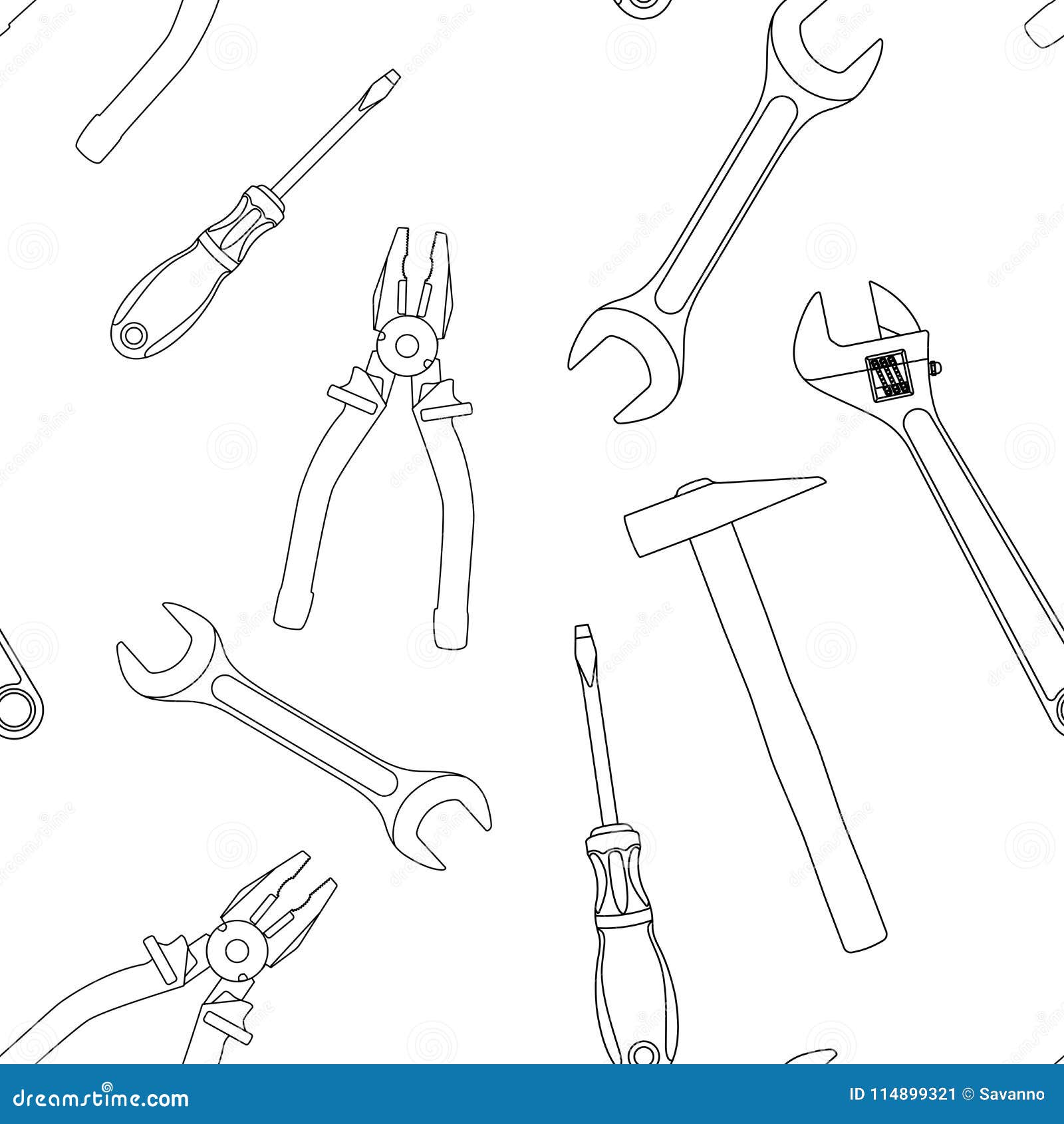 Industrial Tools Kit. Seamless Pattern Stock Vector - Illustration of ...