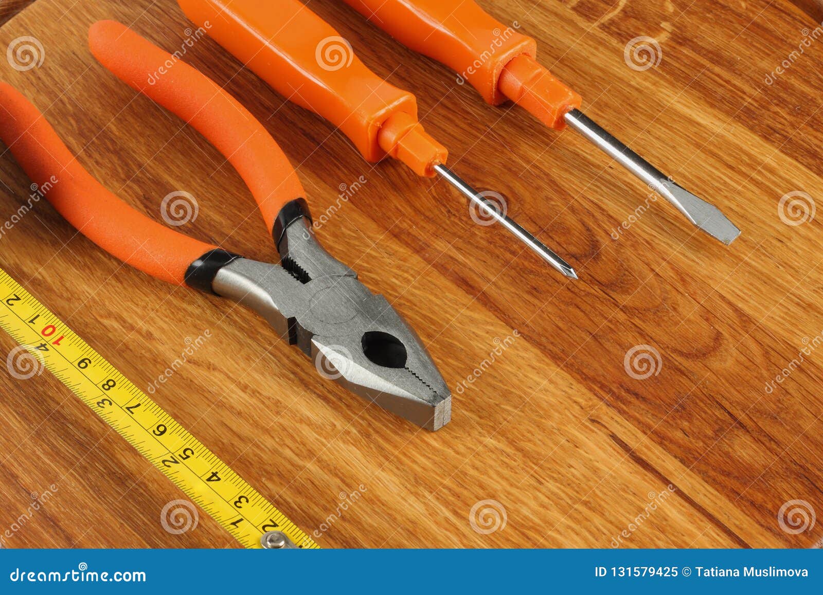 Industrial Tools on Light Wooden Background with Copy Space. Top View ...
