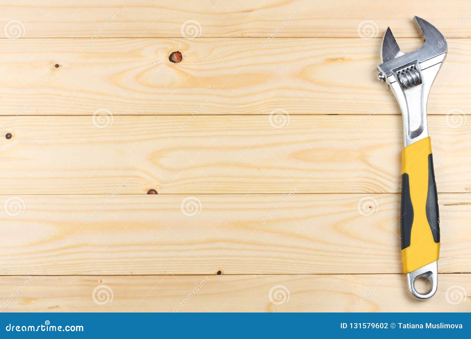 Industrial Tools on Light Wooden Background with Copy Space. Top View ...