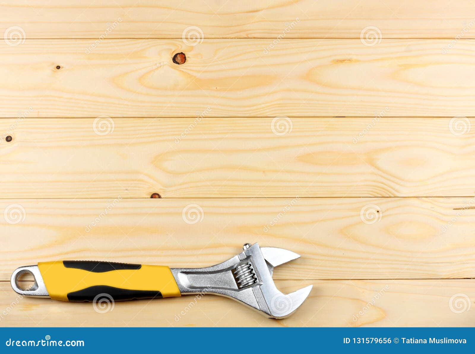 Industrial Tools on Light Wooden Background with Copy Space. Top View ...