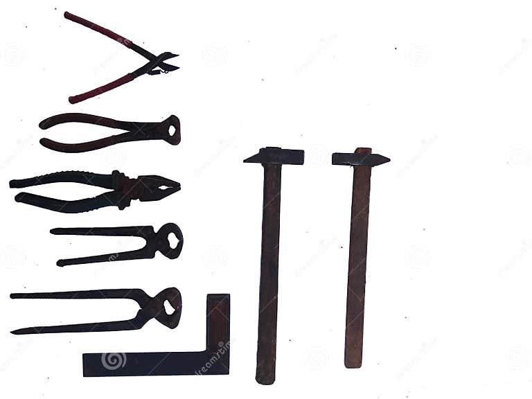 Industrial Tools Set Isolated on White Background Stock Photo - Image ...