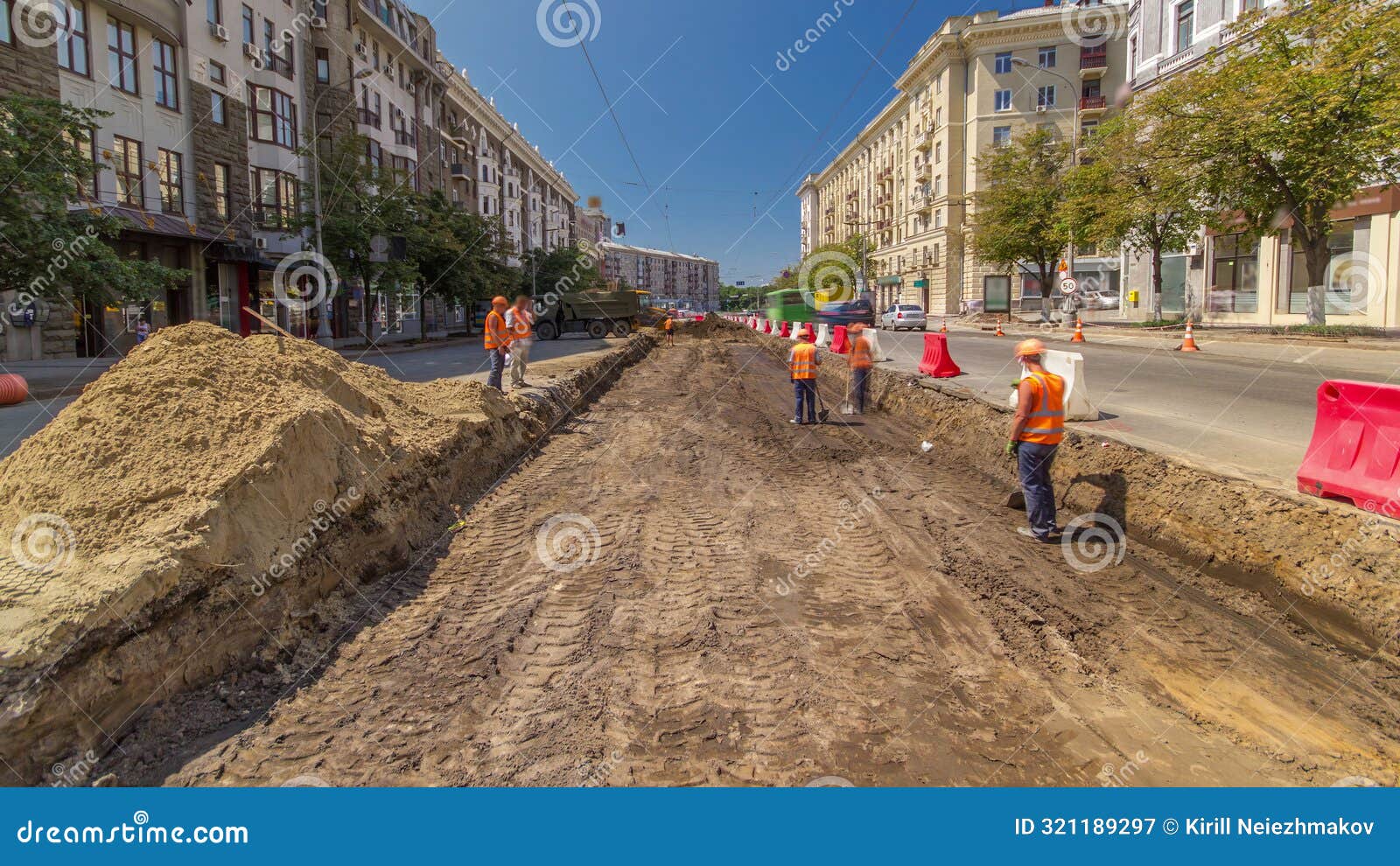 Industrial Truck Loader Excavator Moving Soil and Unloading into a ...