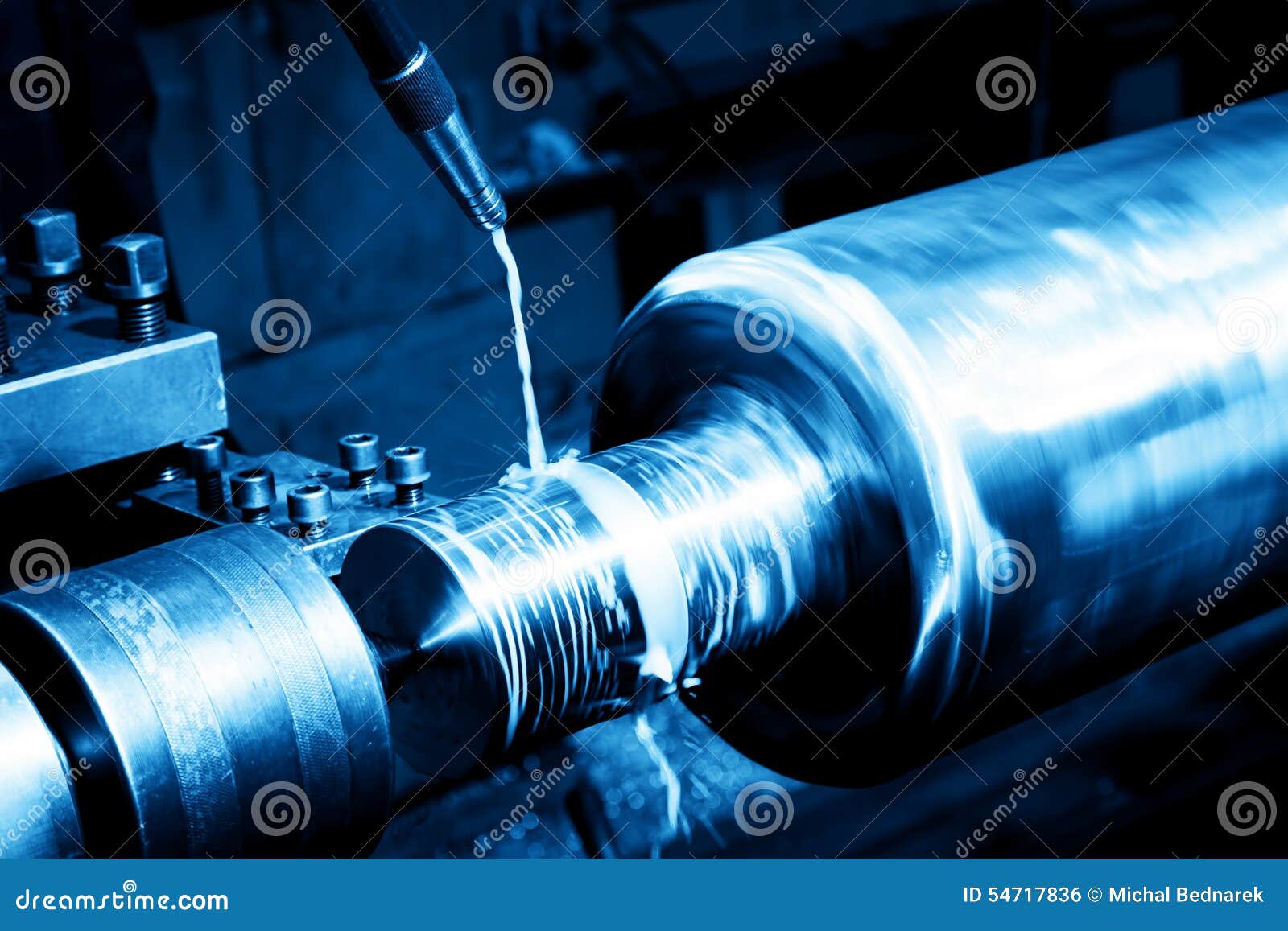 Industrial Turning Machine at Work Close-up Stock Photo - Image of ...