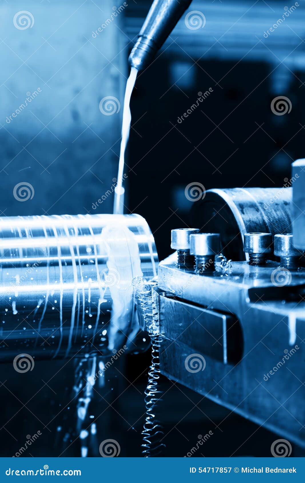 Industrial Turning Machine at Work Close-up Stock Image - Image of ...