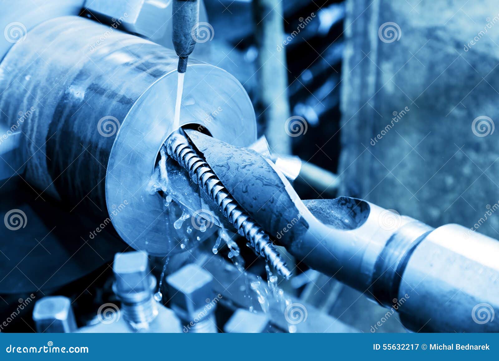 Industrial Turning, Threading Machine at Work Stock Image - Image of ...