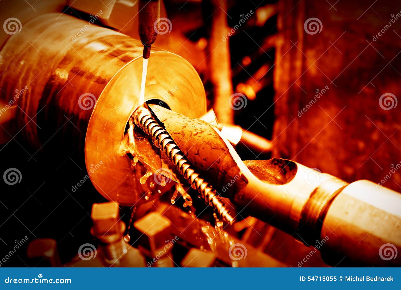Industrial Turning, Threading Machine at Work Stock Image - Image of ...