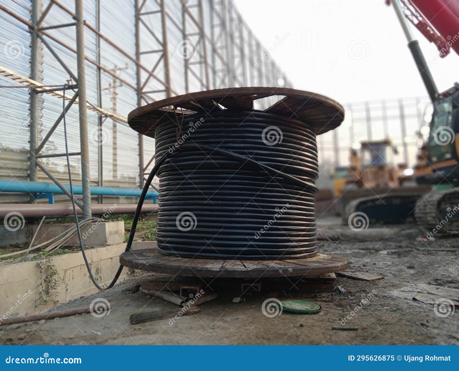 Industrial Underground Cables on Large Wooden Reels. Stock Image ...