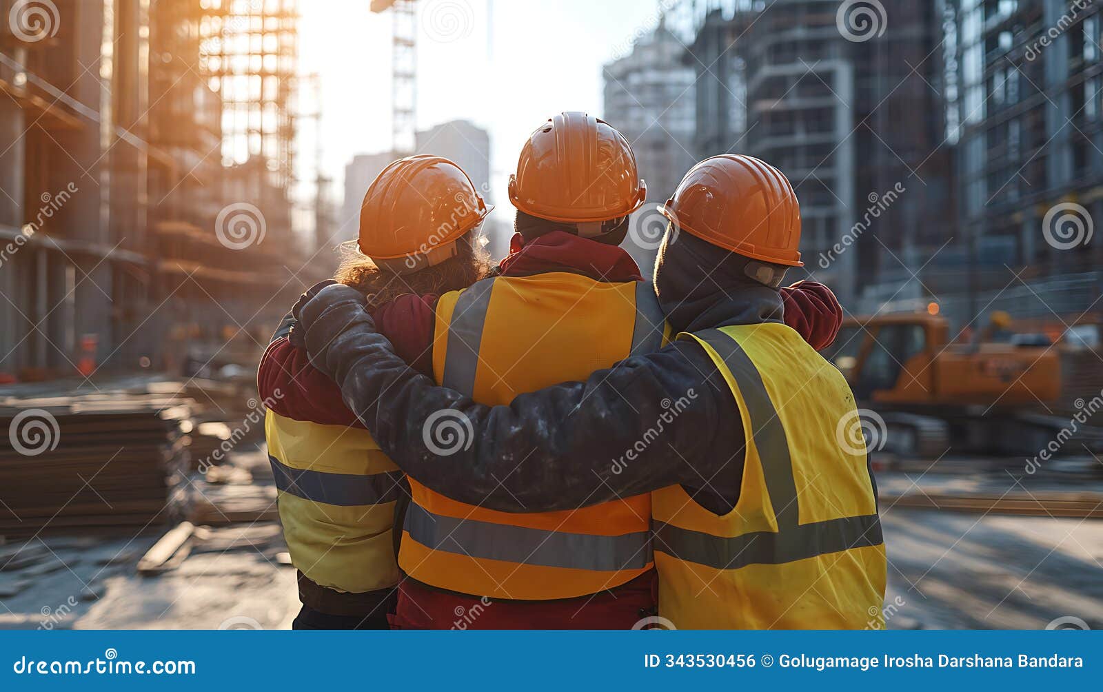 Industrial Unity: Construction Workers in High-Visibility Gear Stock ...