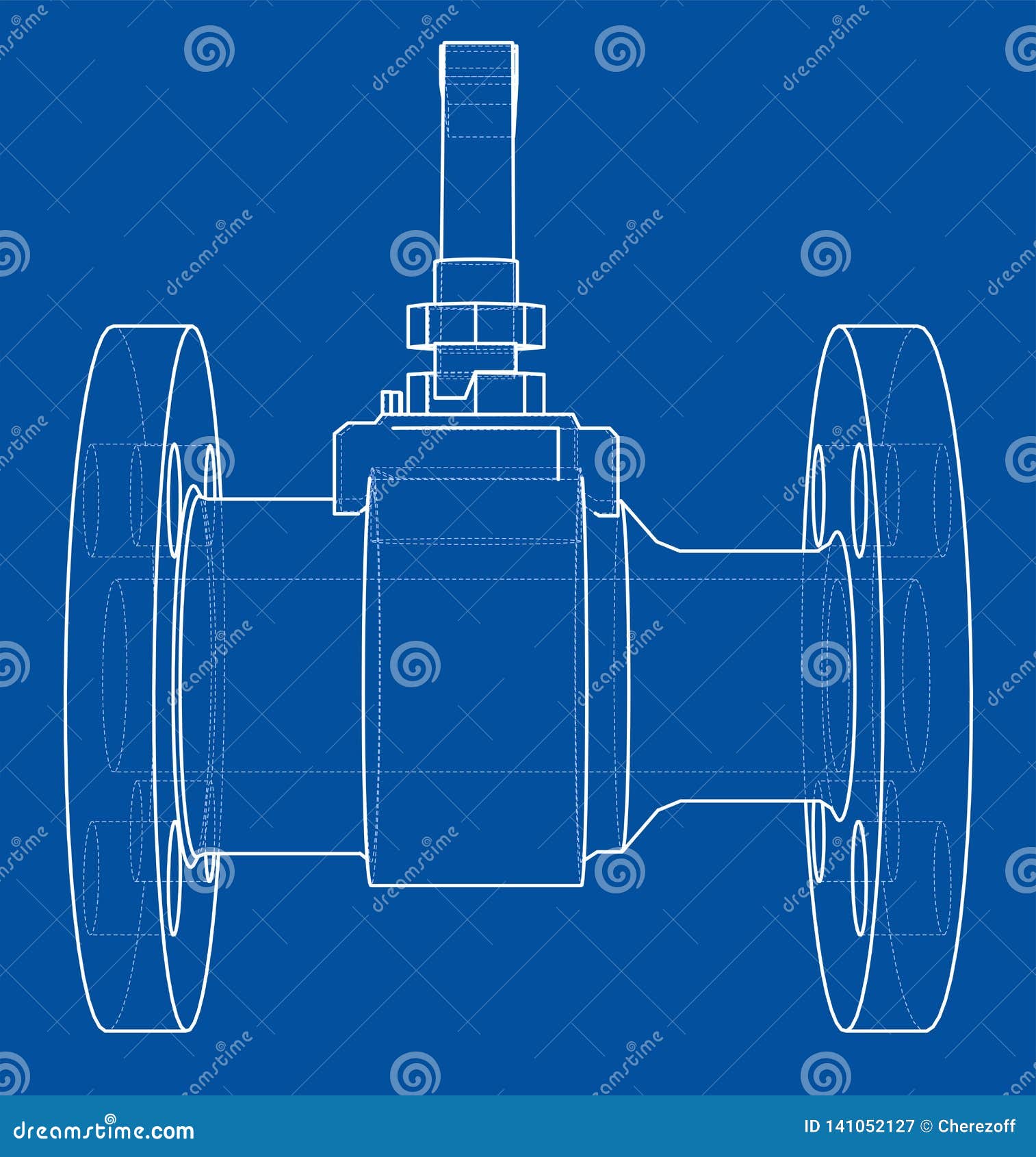 Industrial Valve Outline. Vector Rendering of 3d Stock Vector ...