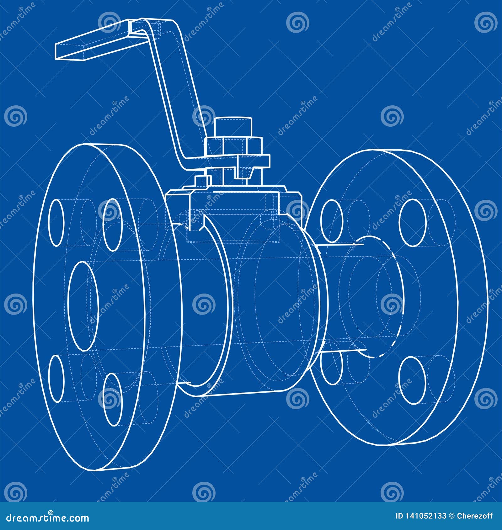 Industrial Valve Outline. Vector Rendering of 3d Stock Vector ...