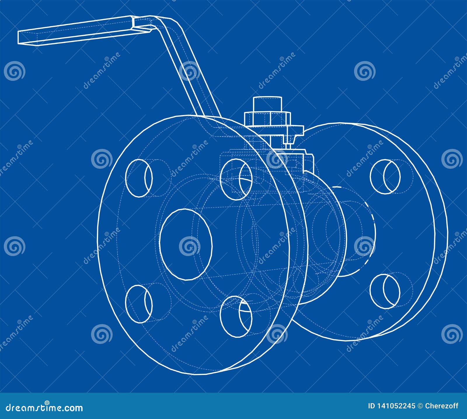 Industrial Valve Outline. Vector Rendering of 3d Stock Vector ...