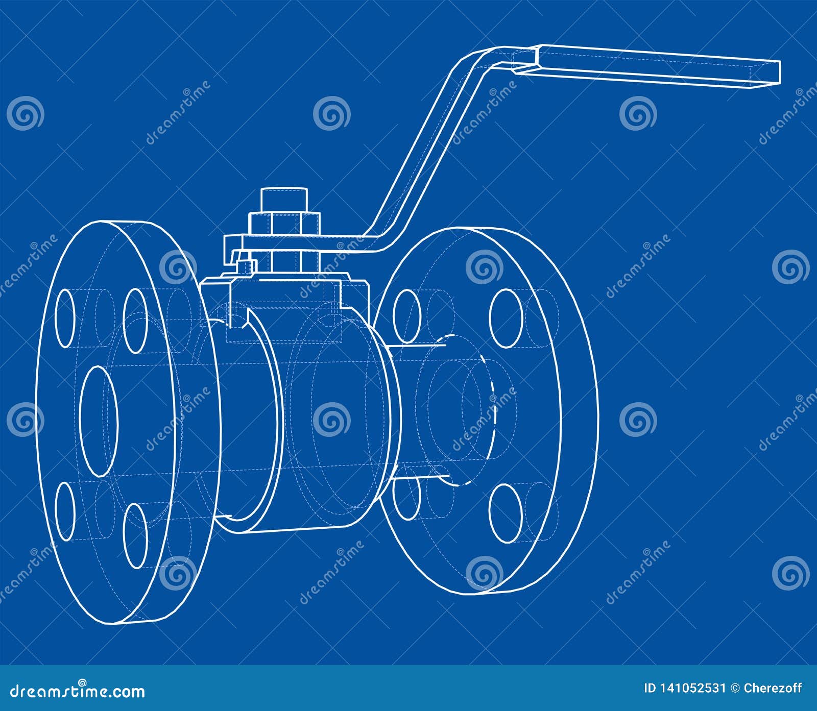 Industrial Valve Outline. Vector Rendering of 3d Stock Vector ...