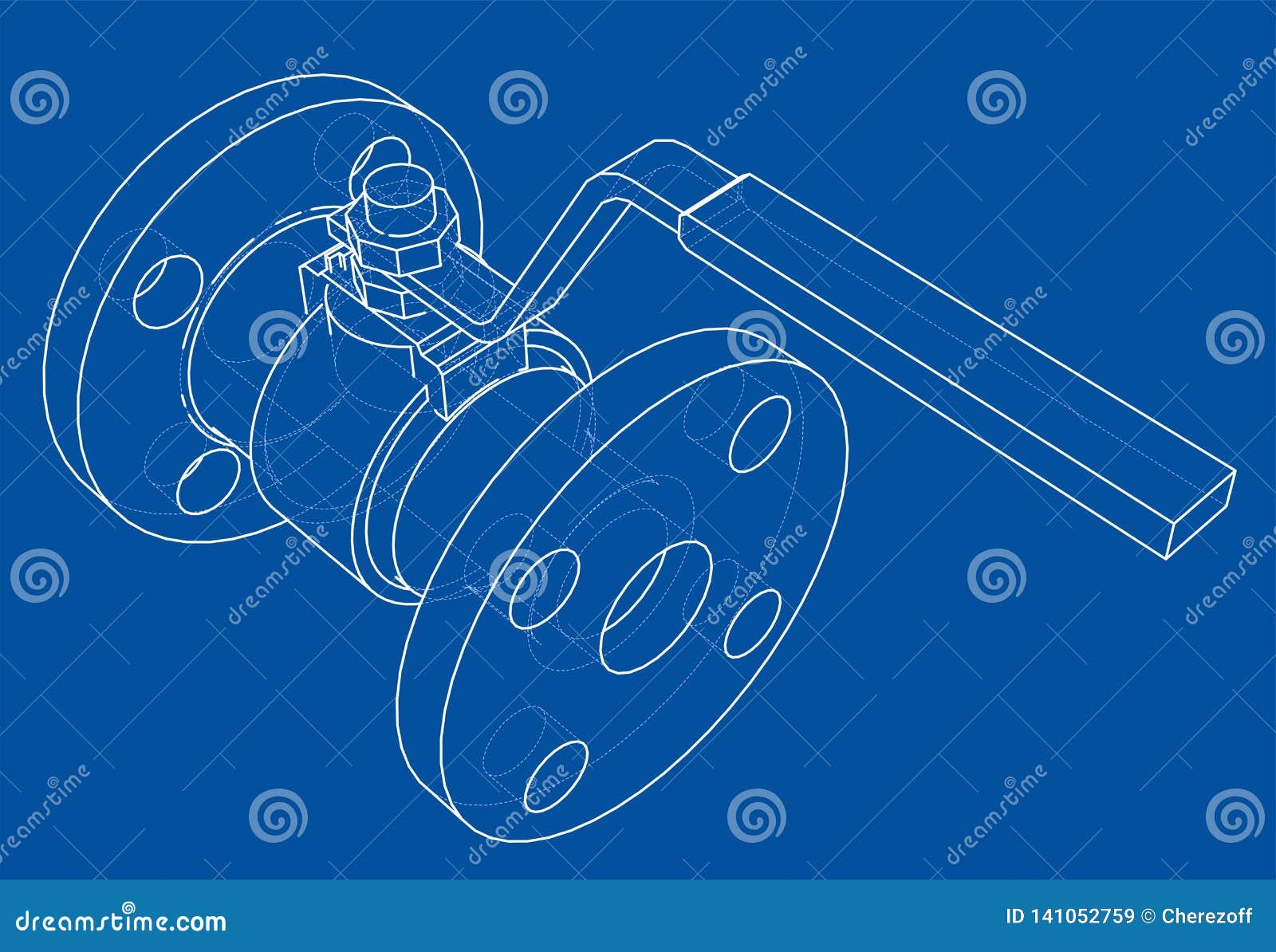 Industrial Valve Outline. Vector Rendering of 3d Stock Vector ...