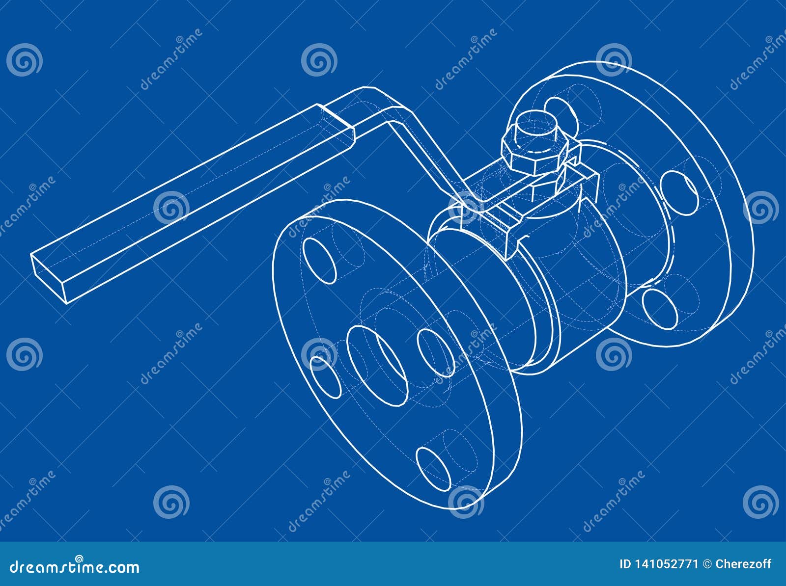 Industrial Valve Outline. Vector Rendering of 3d Stock Vector ...