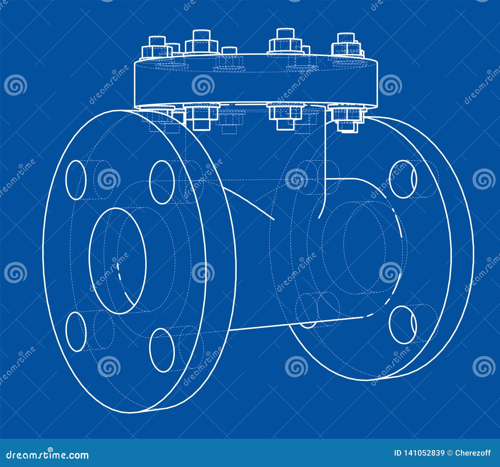 Industrial Valve Outline. Vector Rendering of 3d Stock Vector ...