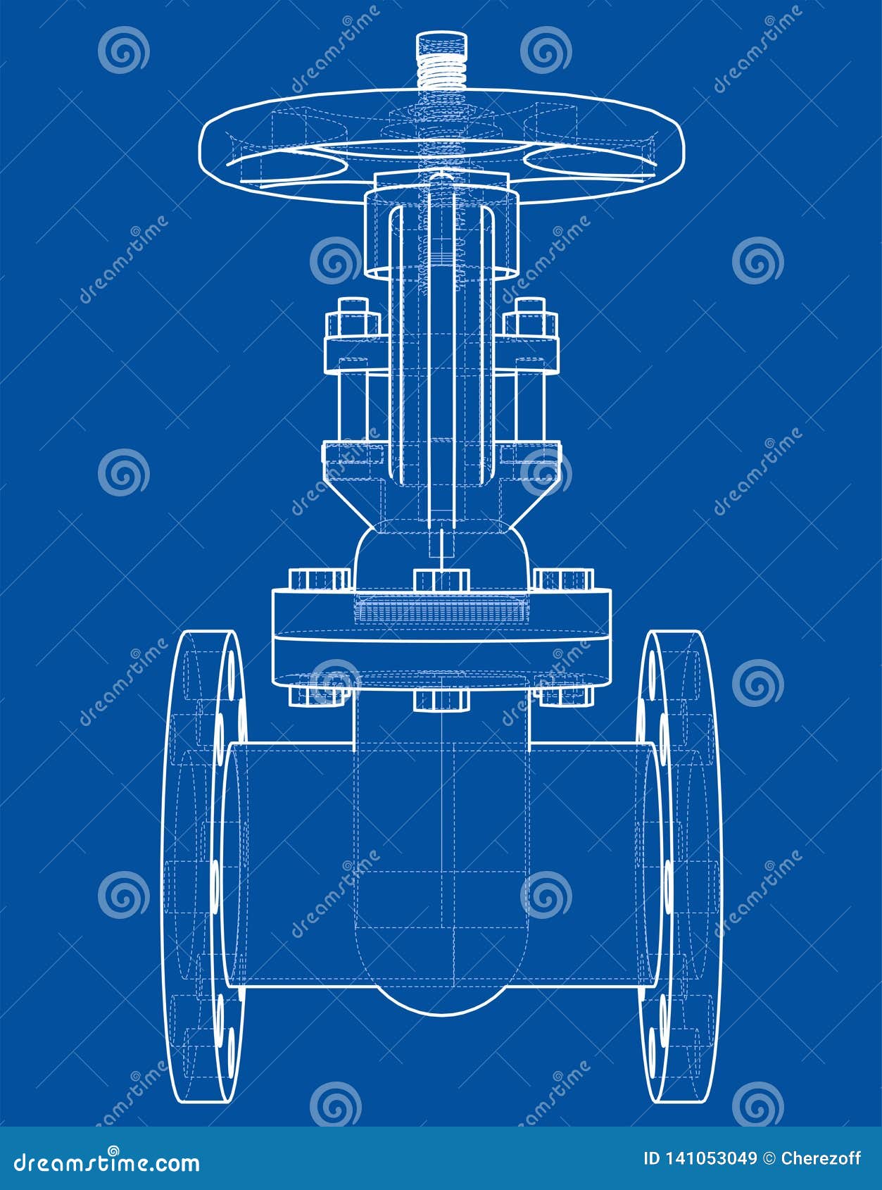 Industrial Valve Outline. Vector Rendering of 3d Stock Vector ...
