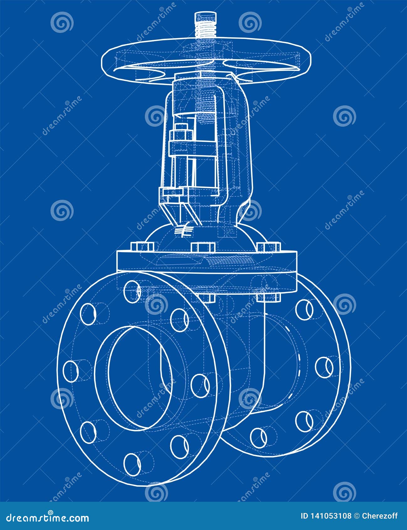 Industrial Valve Outline. Vector Rendering of 3d Stock Vector ...
