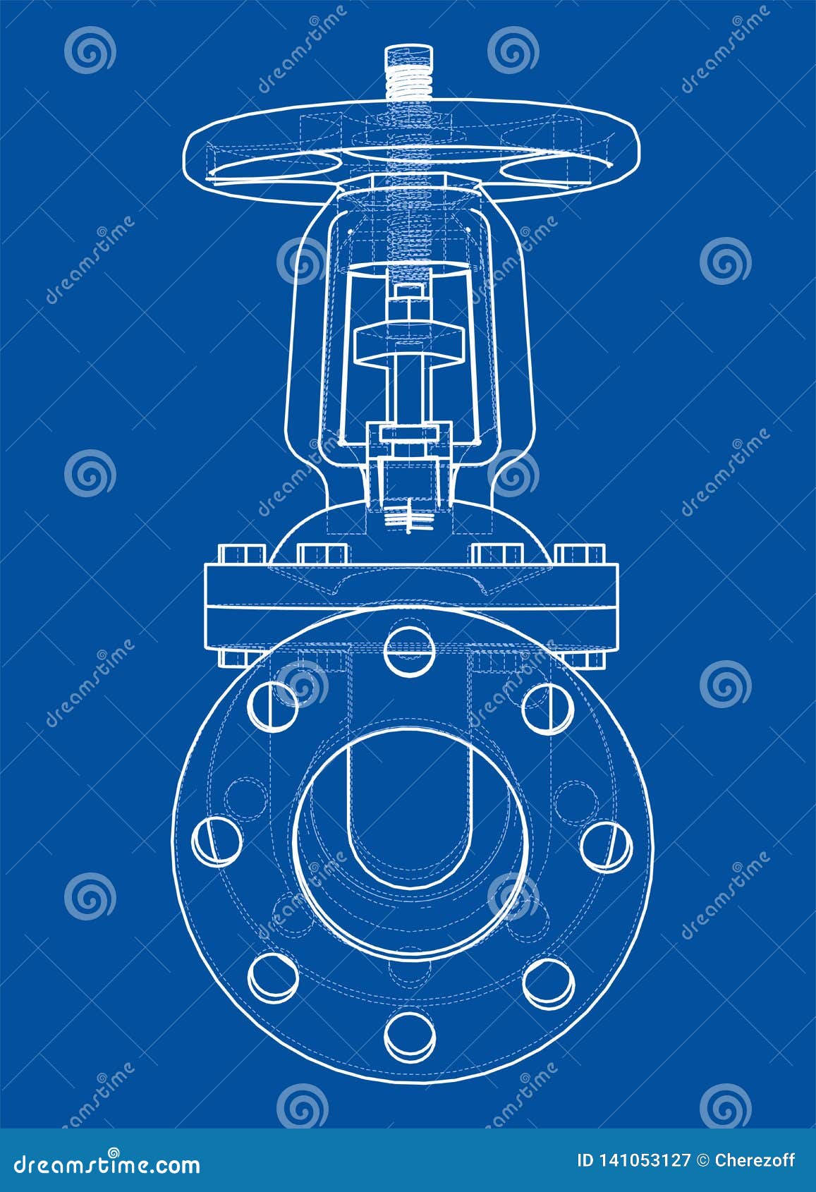 Industrial Valve Outline. Vector Rendering of 3d Stock Vector ...