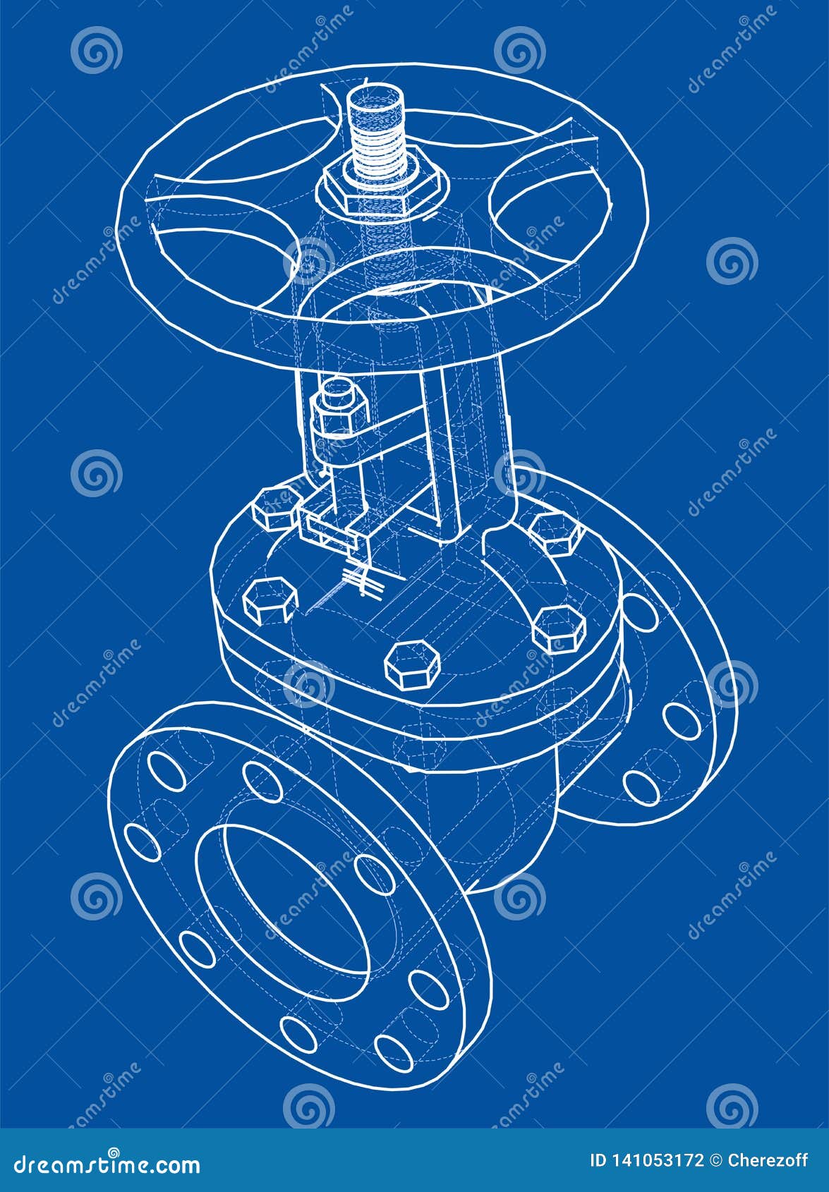 Industrial Valve Outline. Vector Rendering of 3d Stock Vector ...
