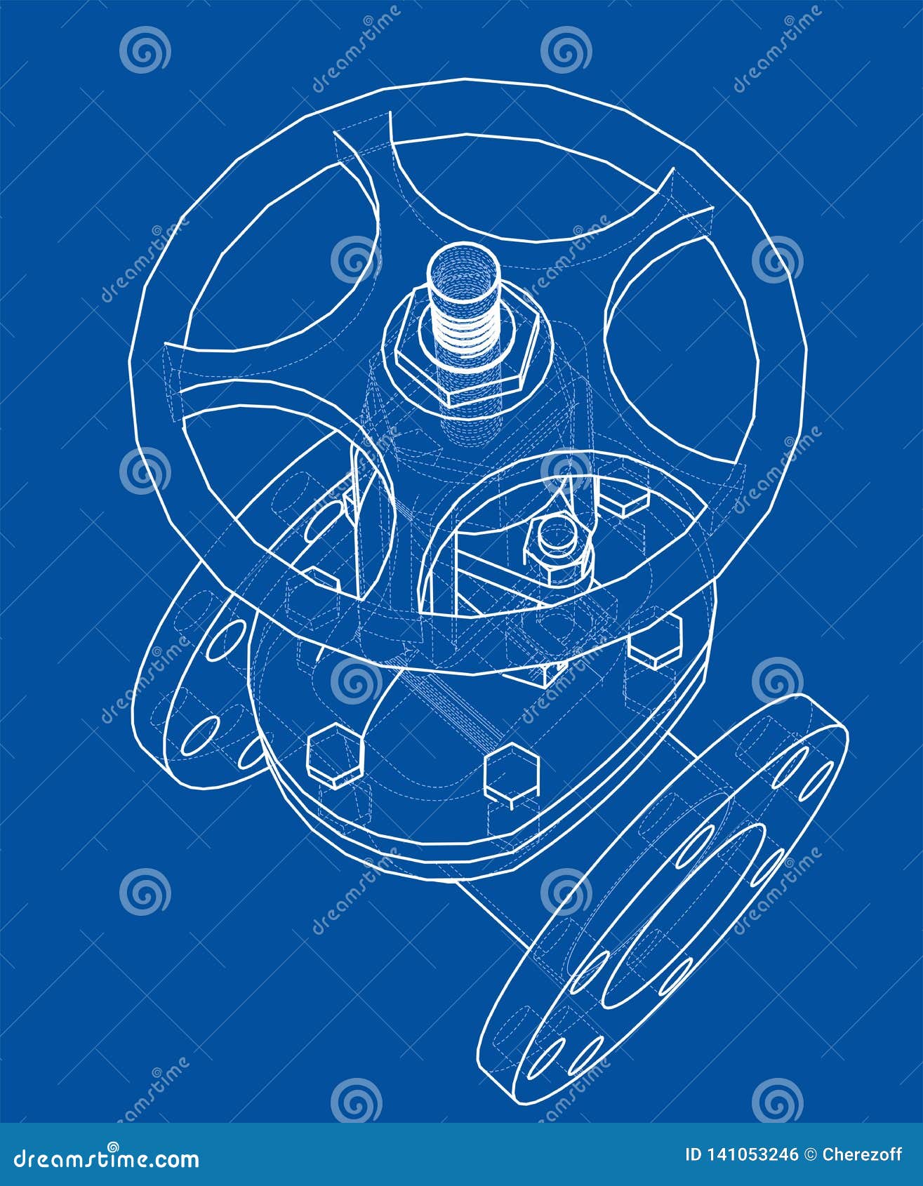 Industrial Valve Outline. Vector Rendering of 3d Stock Vector ...
