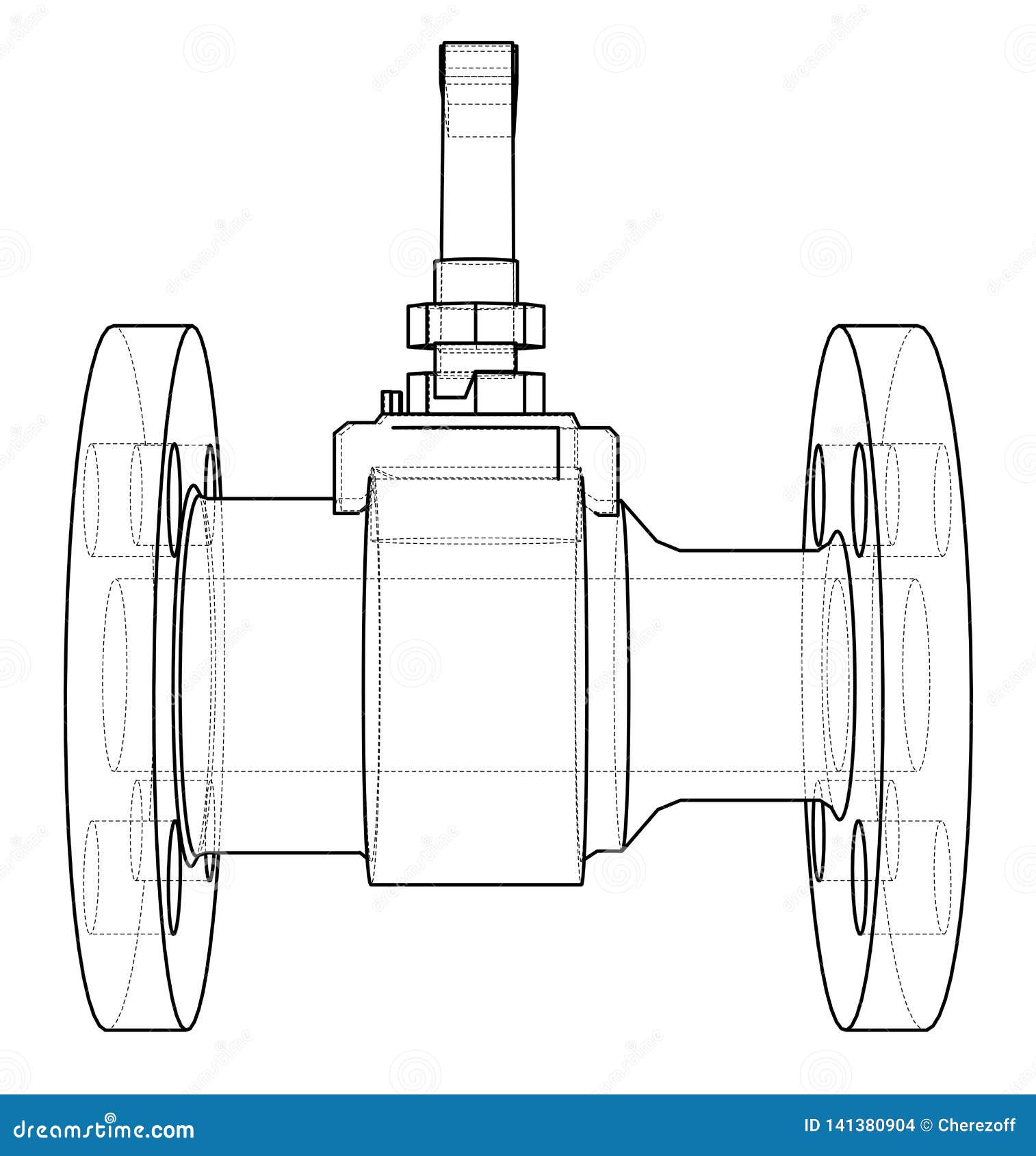 Industrial Valve Outline. Vector Rendering of 3d Stock Vector ...