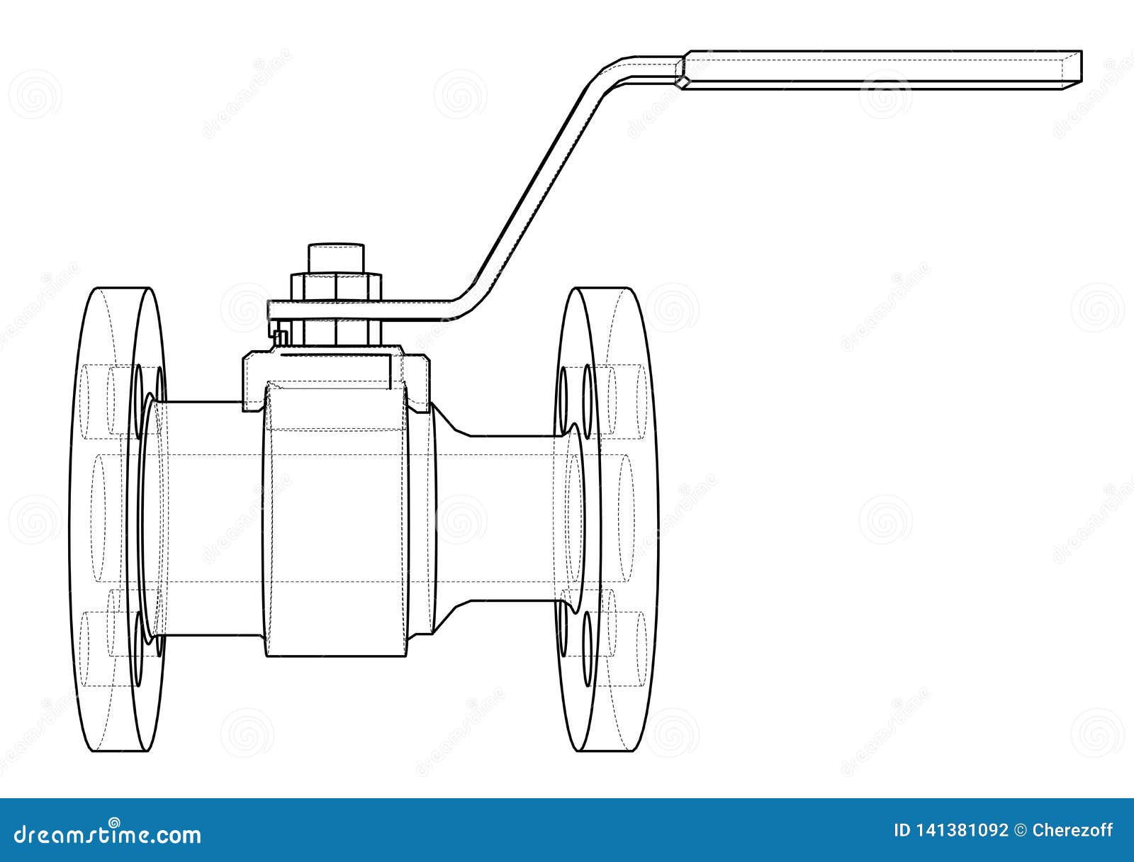 Industrial Valve Outline. Vector Rendering of 3d Stock Vector ...