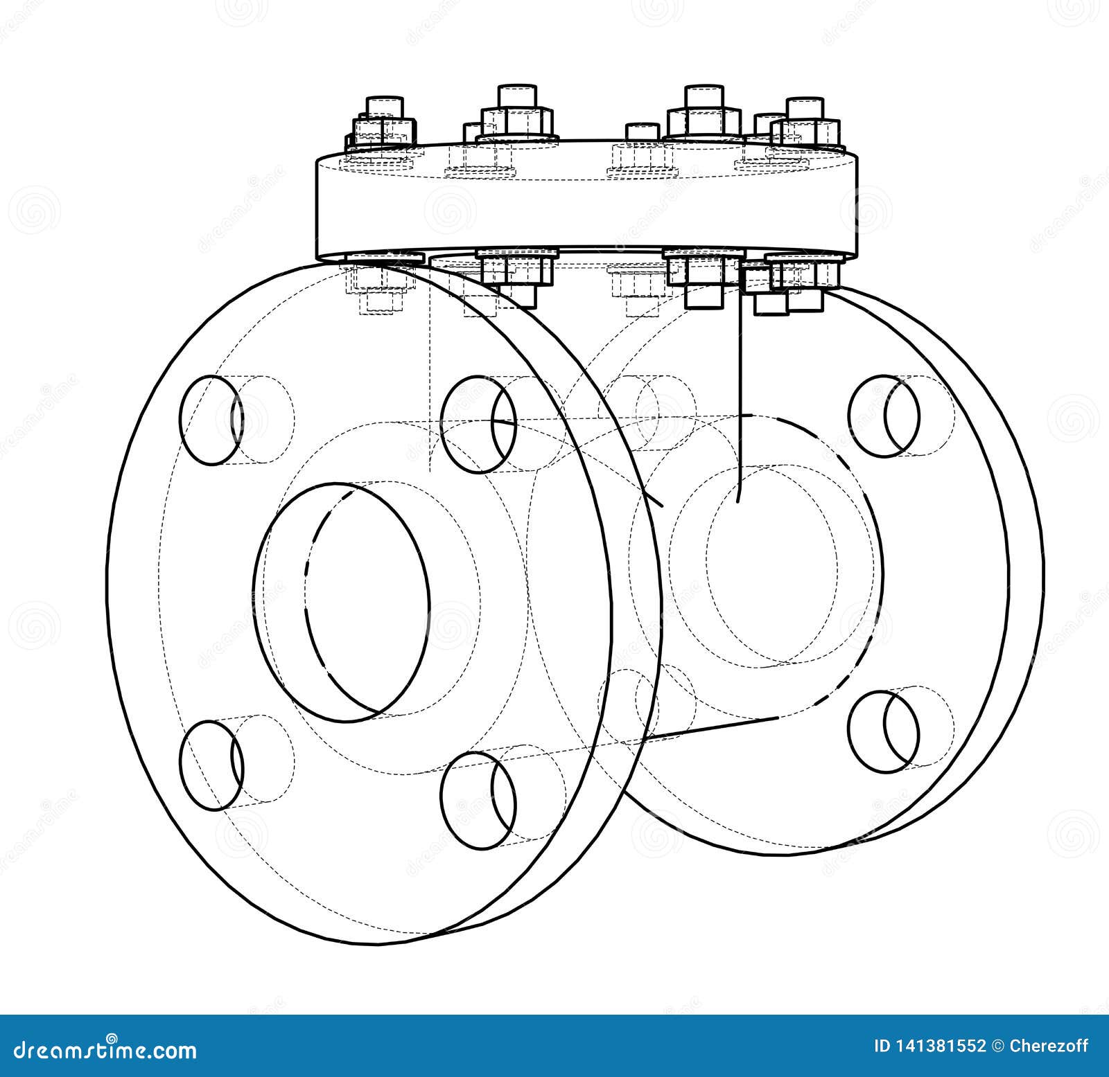 Industrial Valve Outline. Vector Rendering of 3d Stock Vector ...
