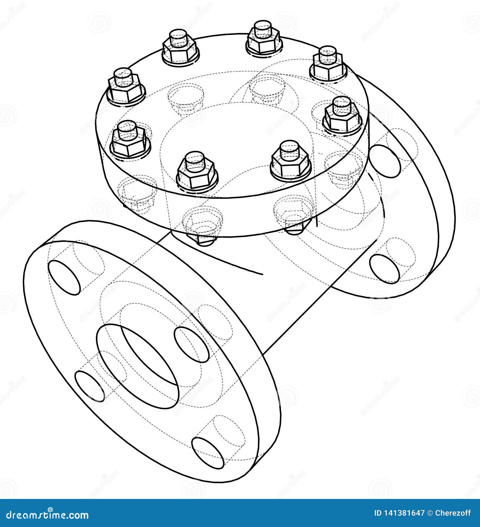 Industrial Valve Outline. Vector Rendering of 3d Stock Vector ...