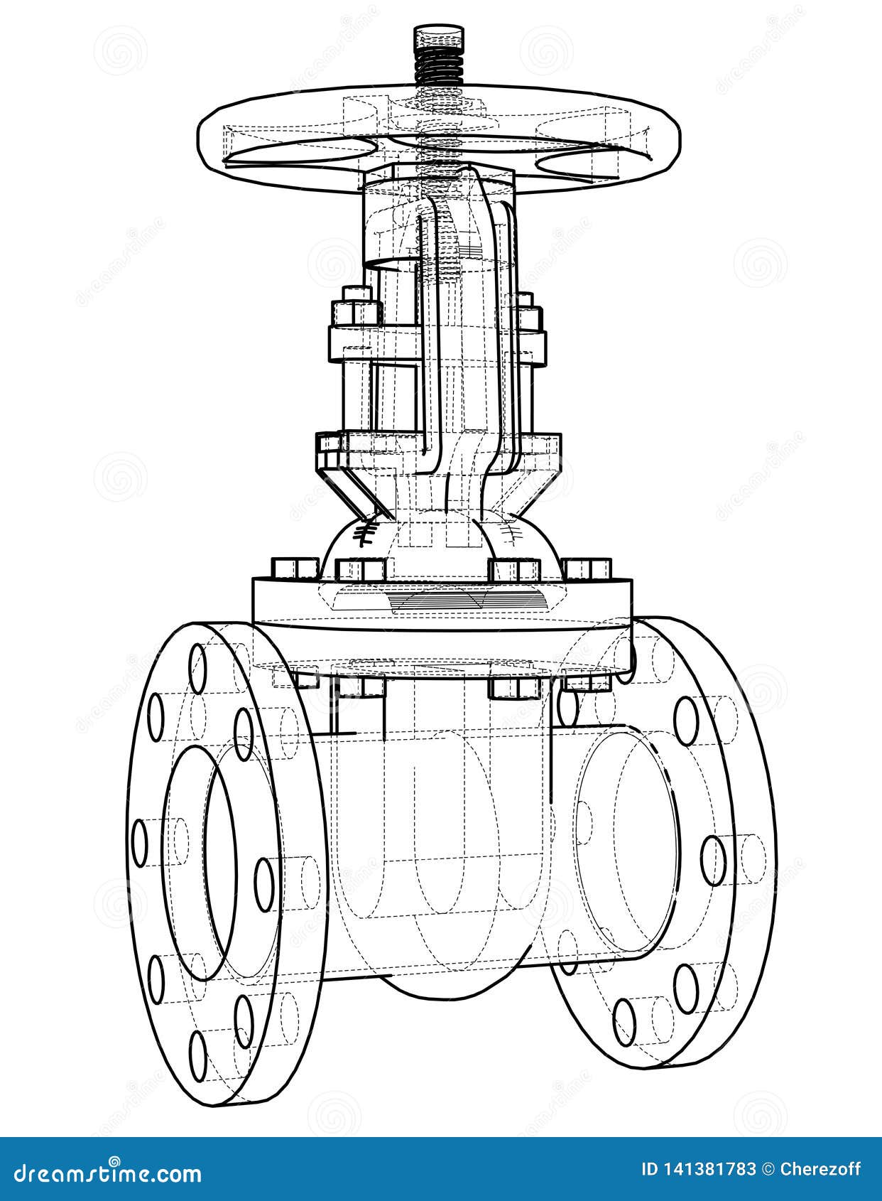 Industrial Valve Outline. Vector Rendering of 3d Stock Vector ...