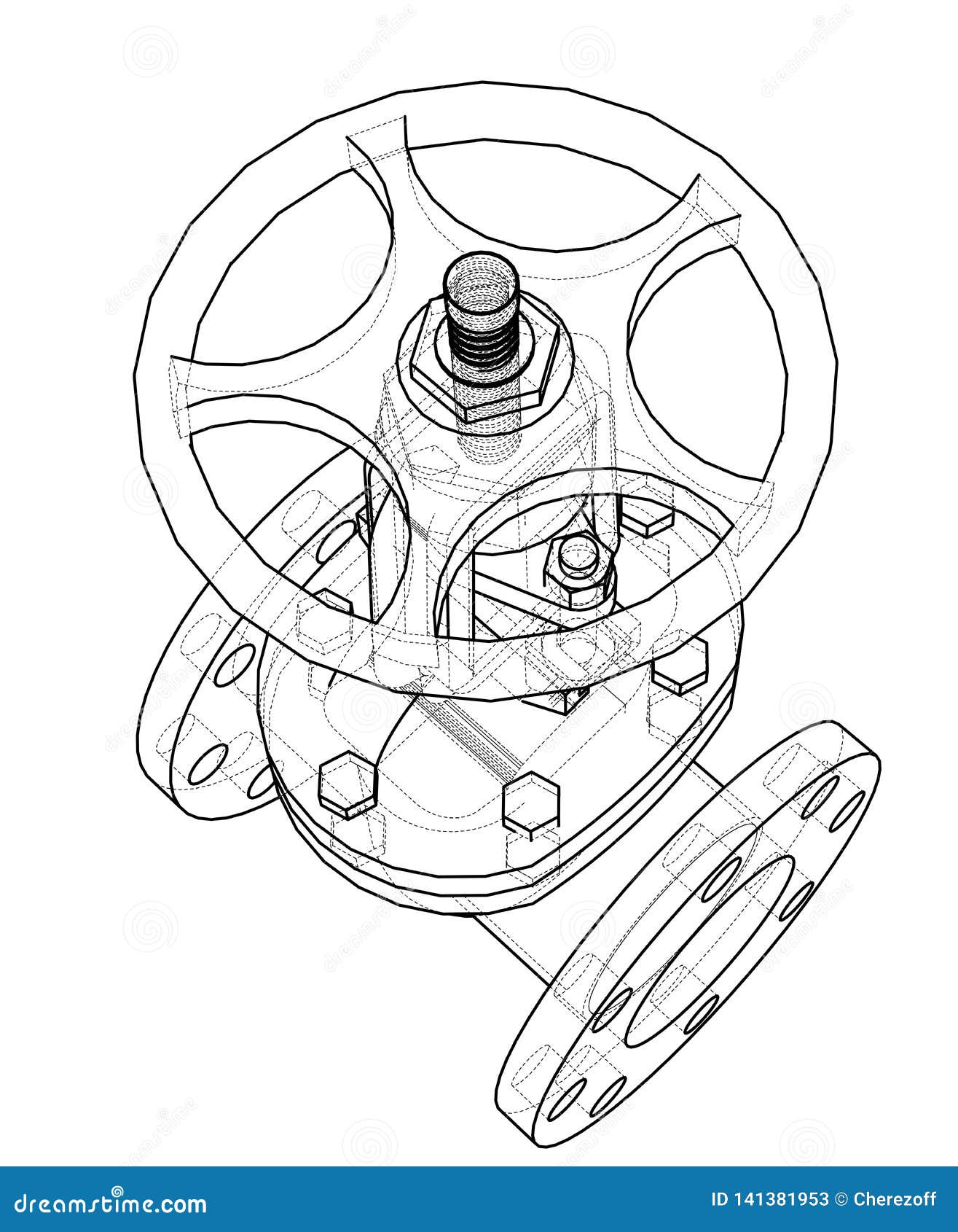 Industrial Valve Outline. Vector Rendering of 3d Stock Vector ...